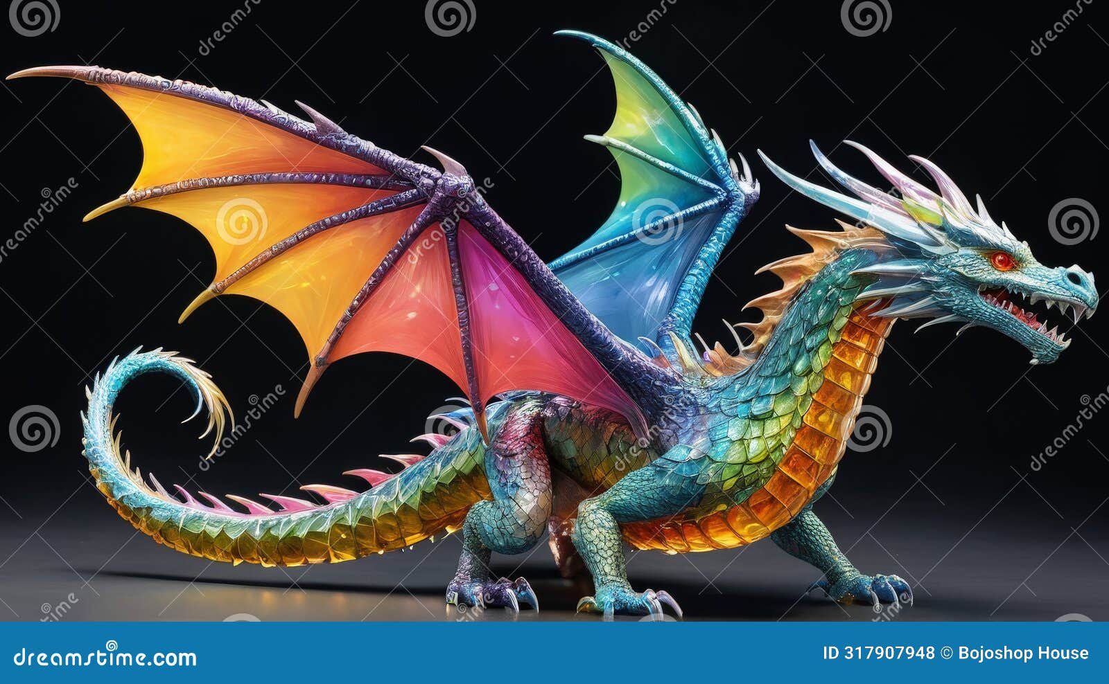 A Dragon Made Out of Crystal,prismatic Colors Stock Illustration ...