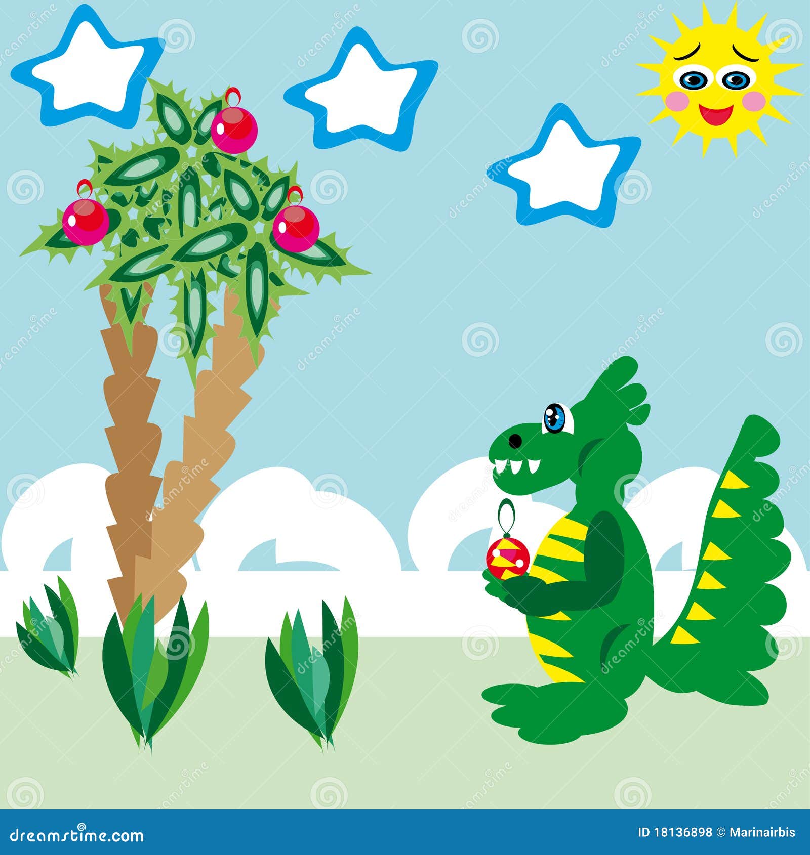 The Dragon Meets Christmas on the Sea Stock Vector - Illustration of ...