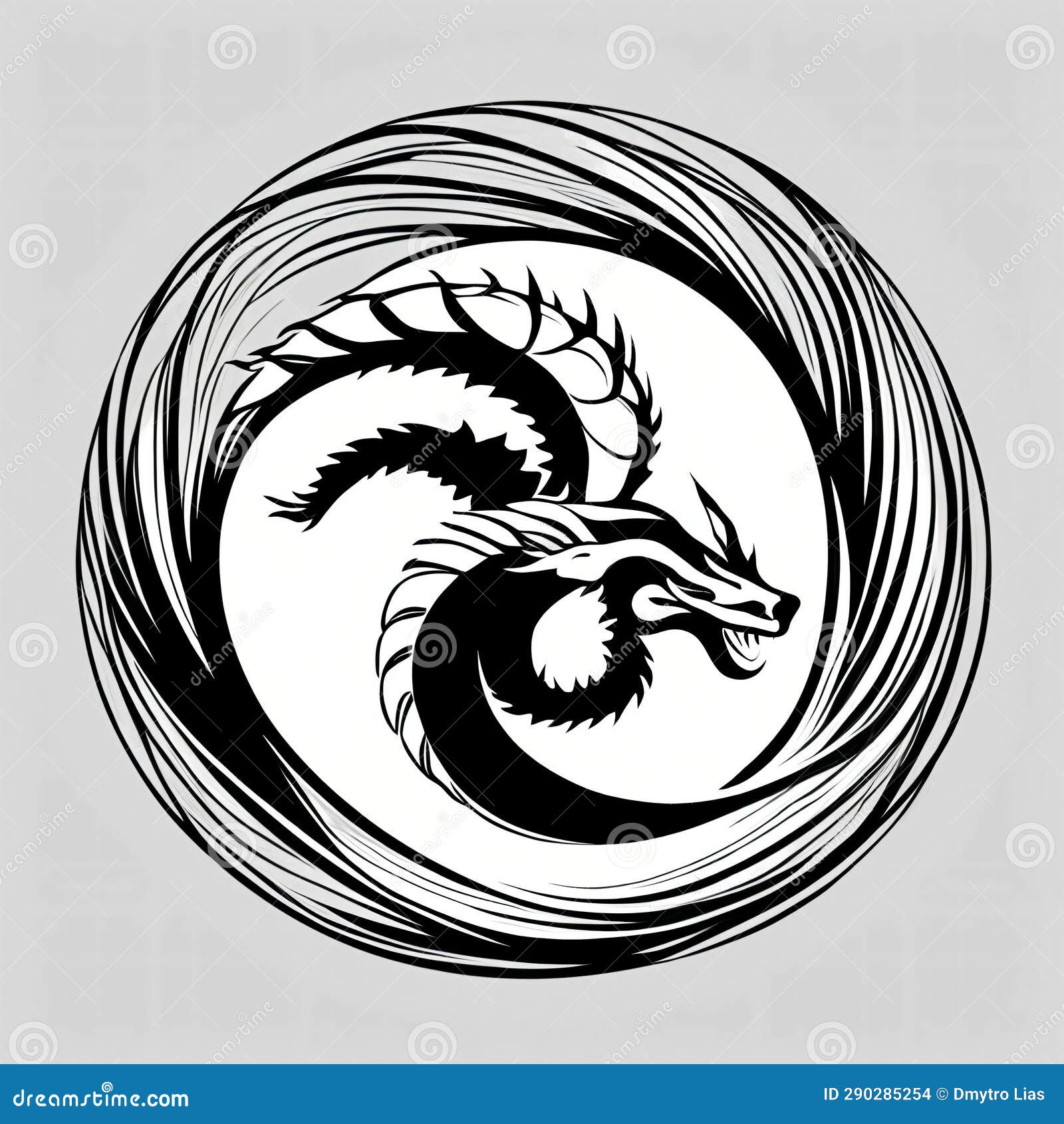 The Dragon, Minimalist, Hight Contrast, Flat Color, White Background ...