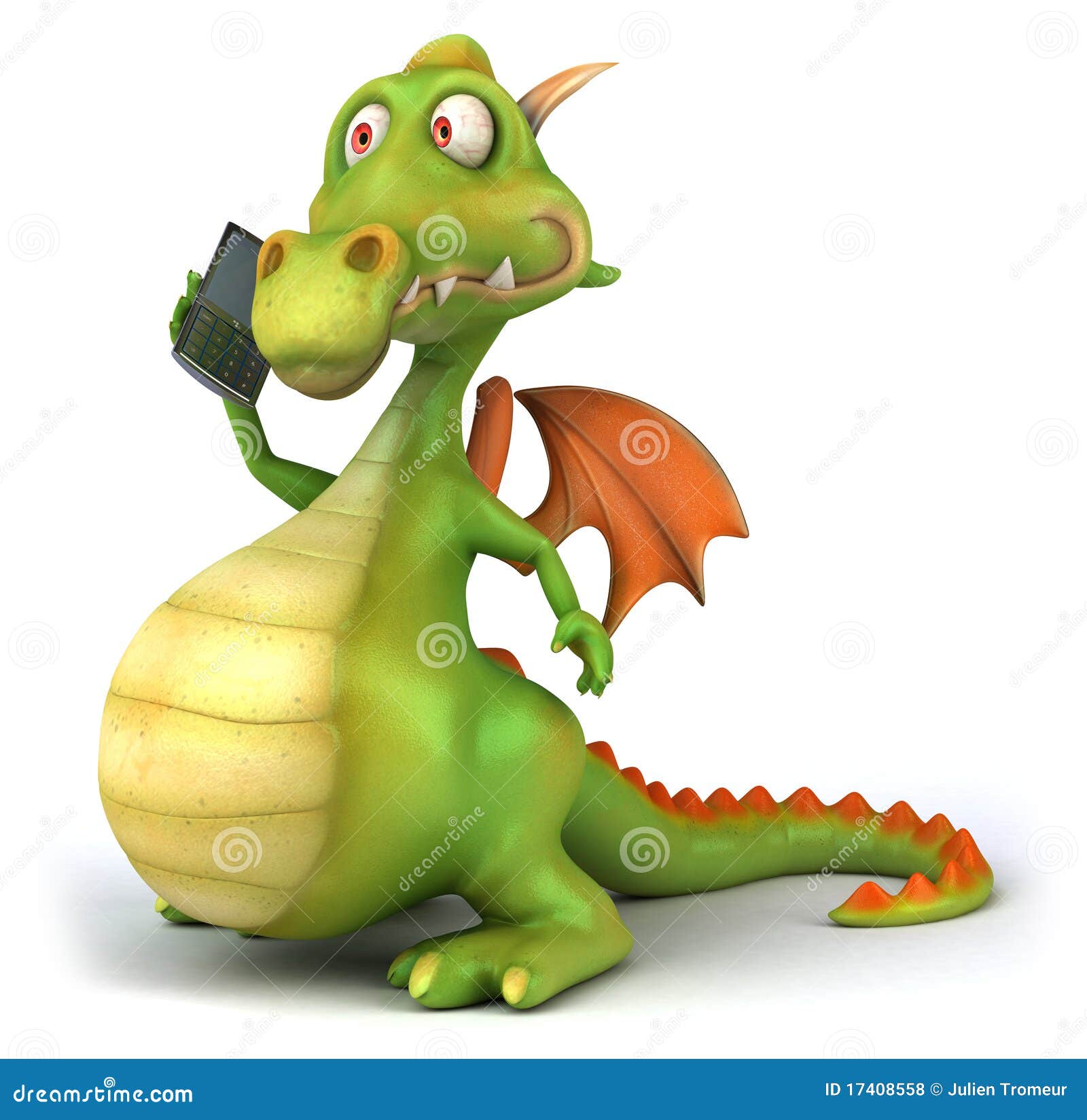 Dragon and mobile phone stock illustration. Illustration of lizard ...