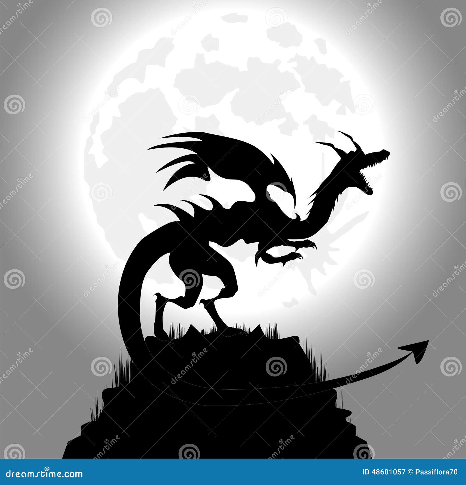 Dragon In The Night Cartoon Vector | CartoonDealer.com #48601057