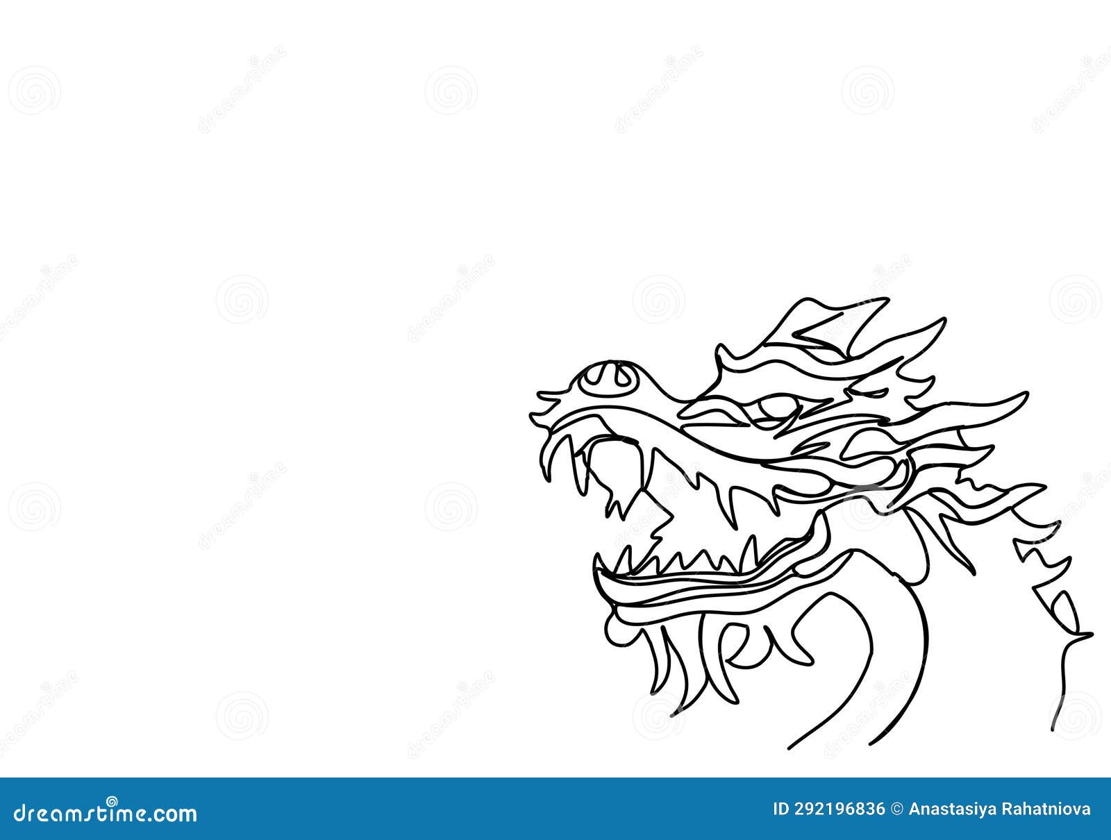 Dragon One Line Drawing Vector Illustration. Stock Vector ...