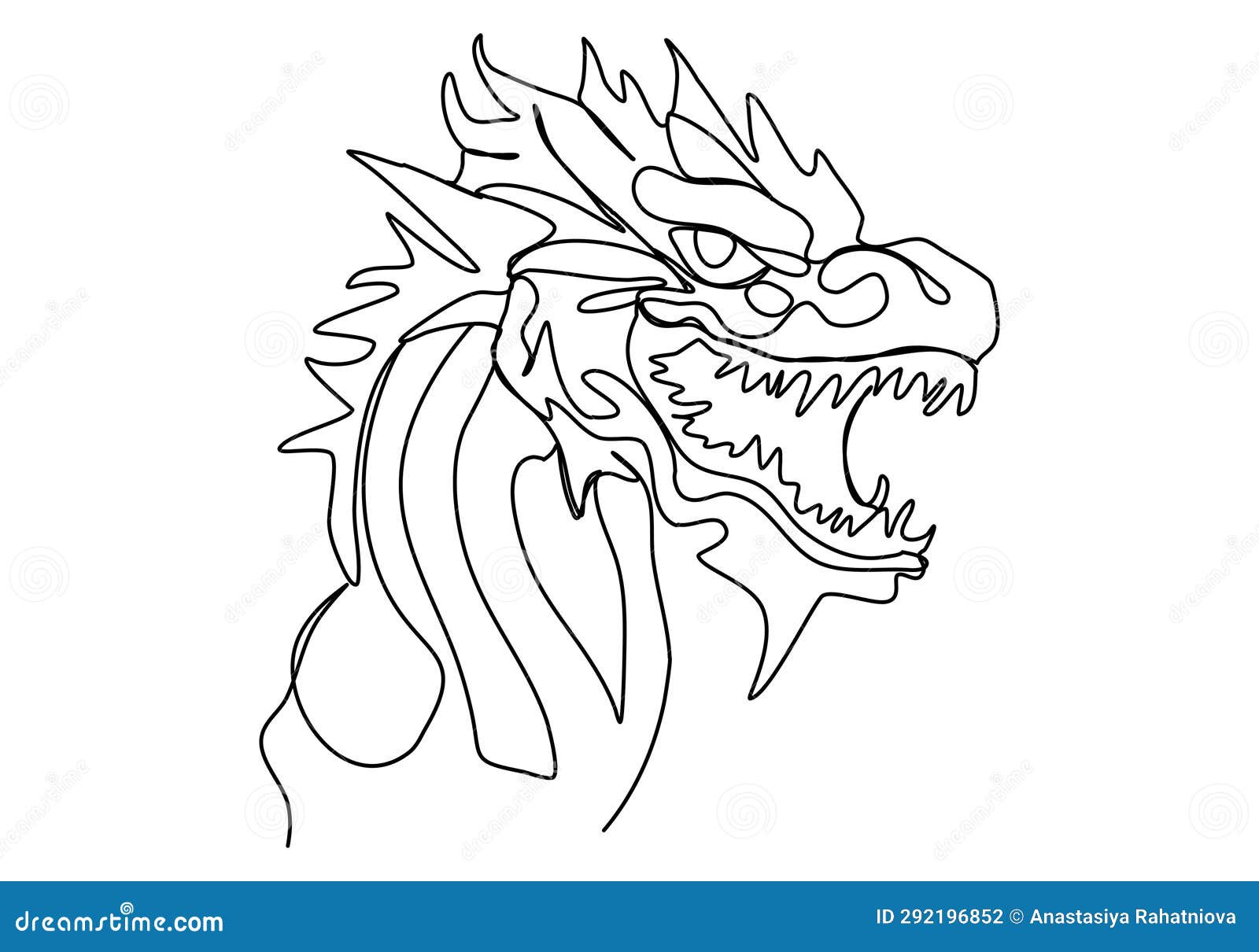 Dragon One Line Drawing Vector Illustration. Stock Illustration ...