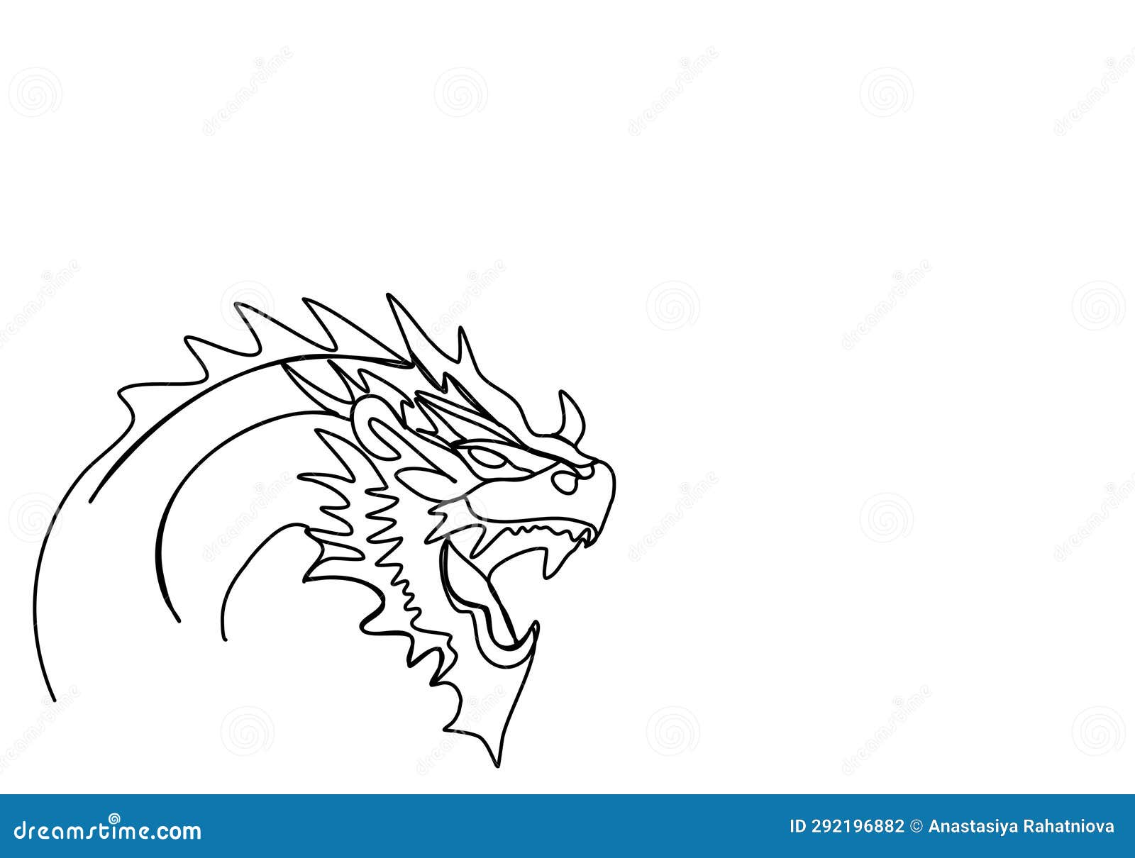 Dragon One Line Drawing Vector Illustration. Stock Illustration ...