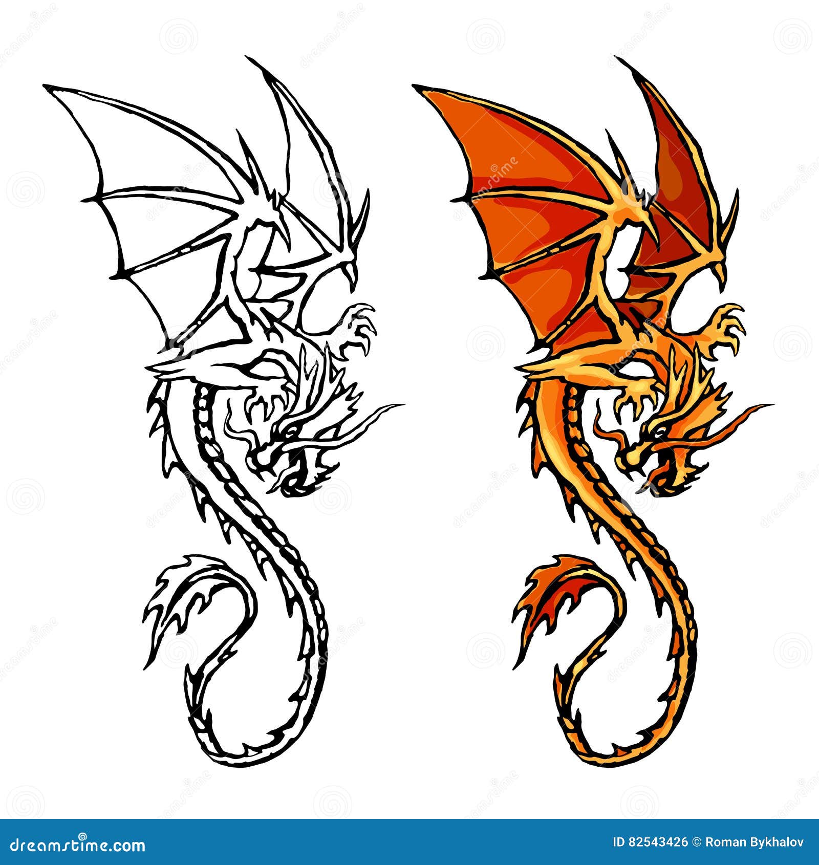 Dragon Orange Stylized Image. Circuit Stock Vector - Illustration of ...