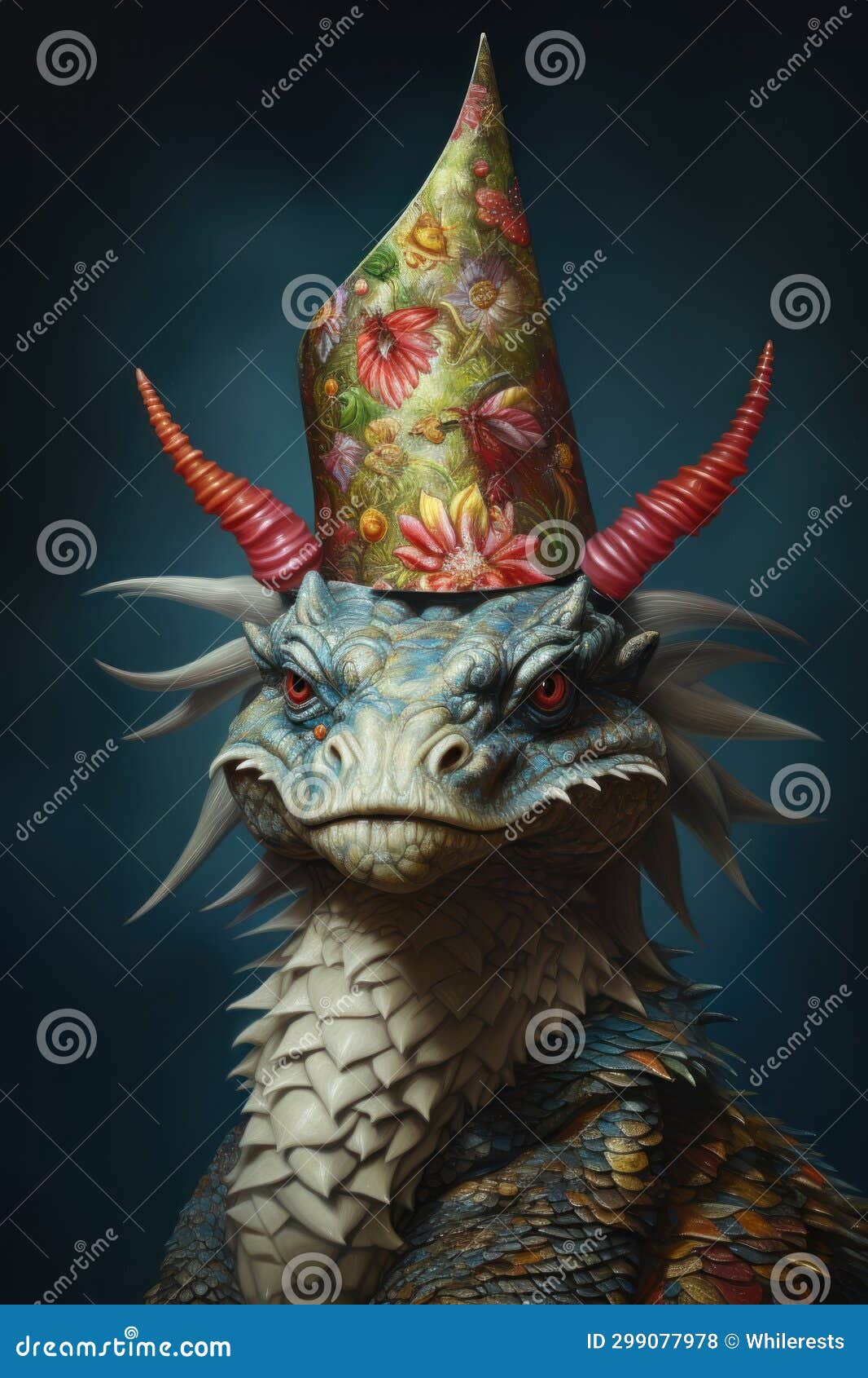 Dragon in a Party Hat. Fantasy Illustration Stock Illustration ...