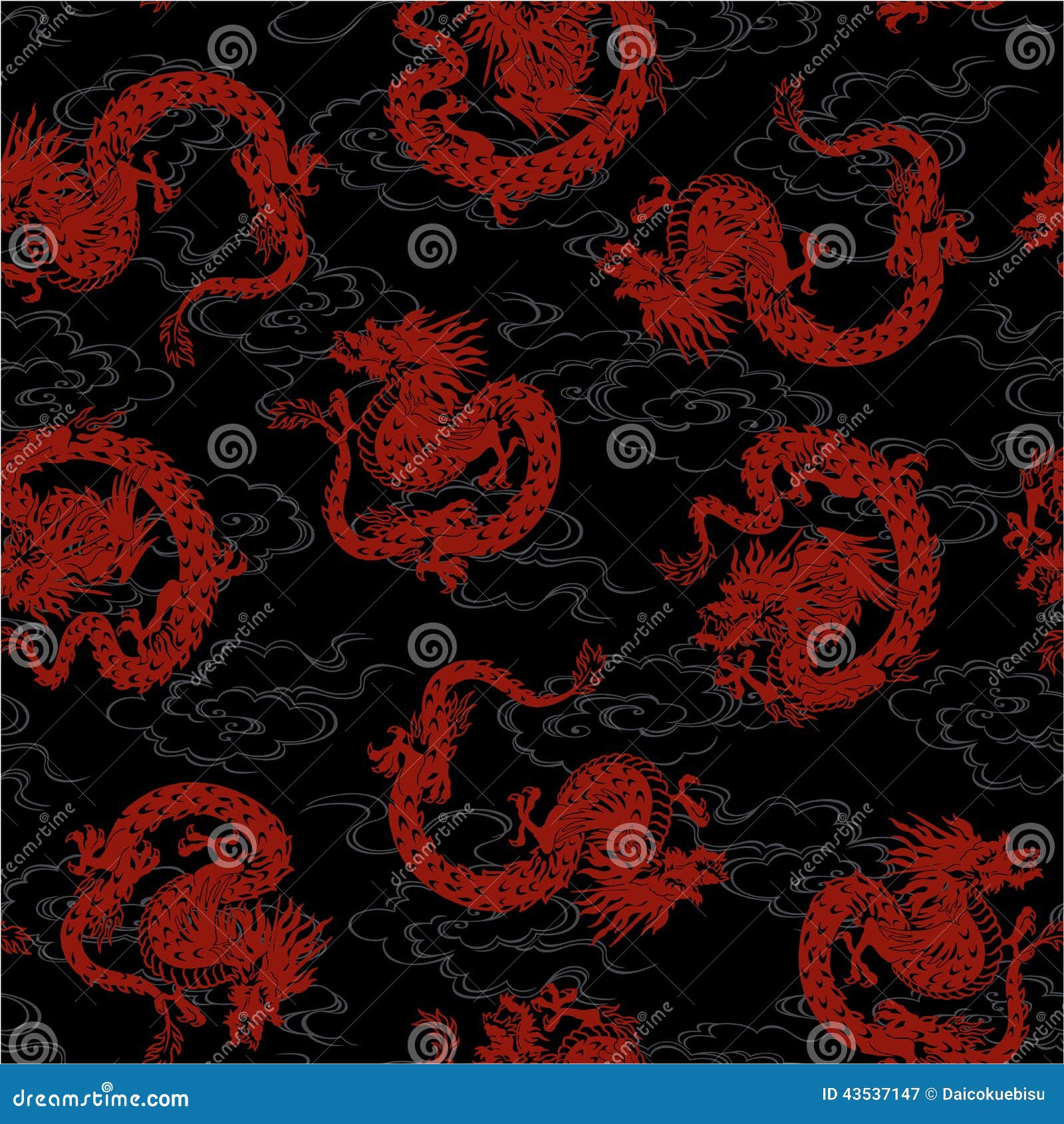 Dragon pattern stock vector. Illustration of orient, black - 43537147