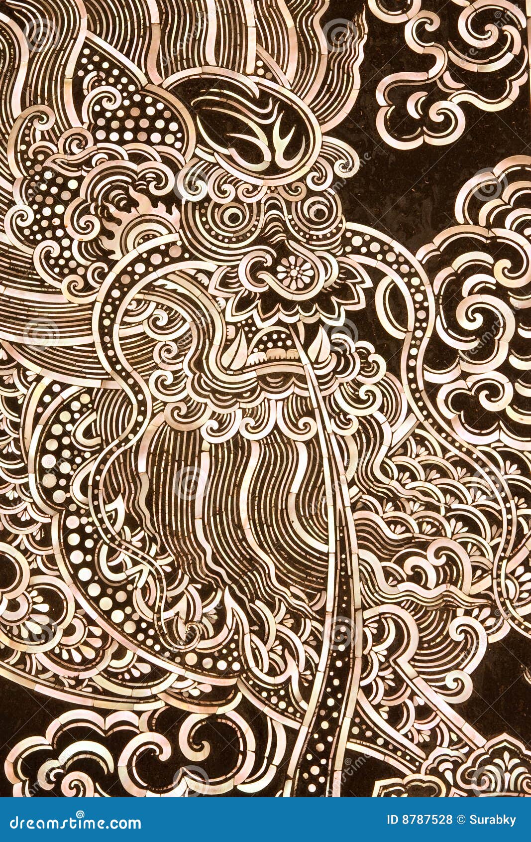 Thai Woodcraft Golden Art God Pattern At Temple Door Buddhist Religion ...