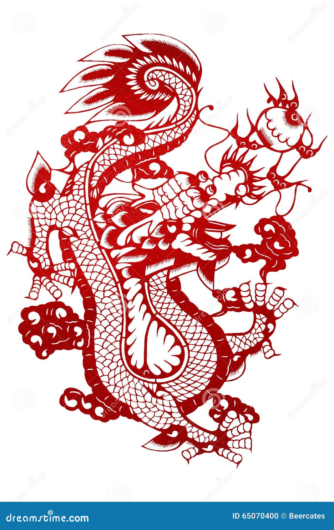 Dragon Playing with Ball,Chinese Paper-cut Stock Photo - Image of ...