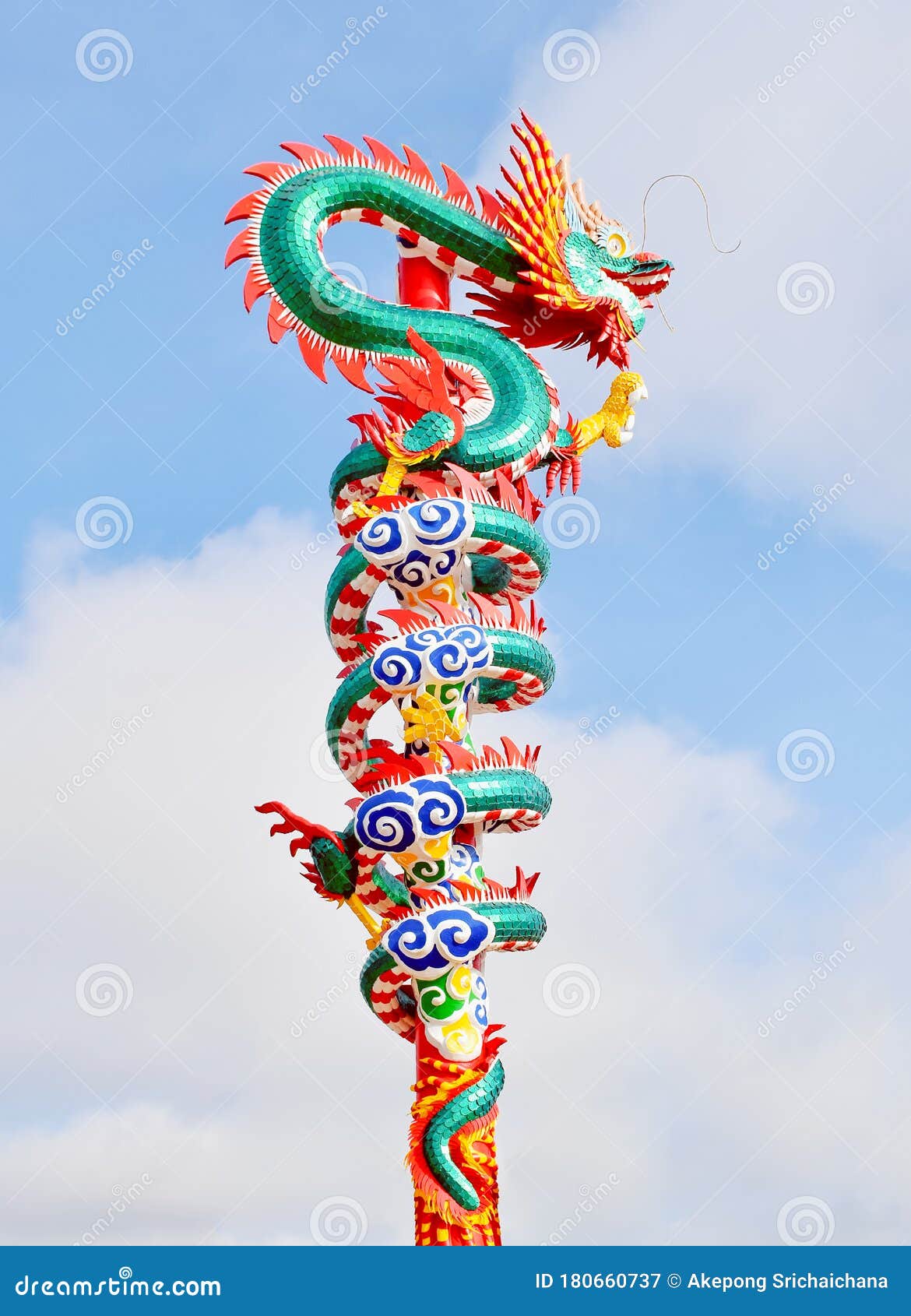 Dragon in pole stock image. Image of ancient, traditional - 180660737