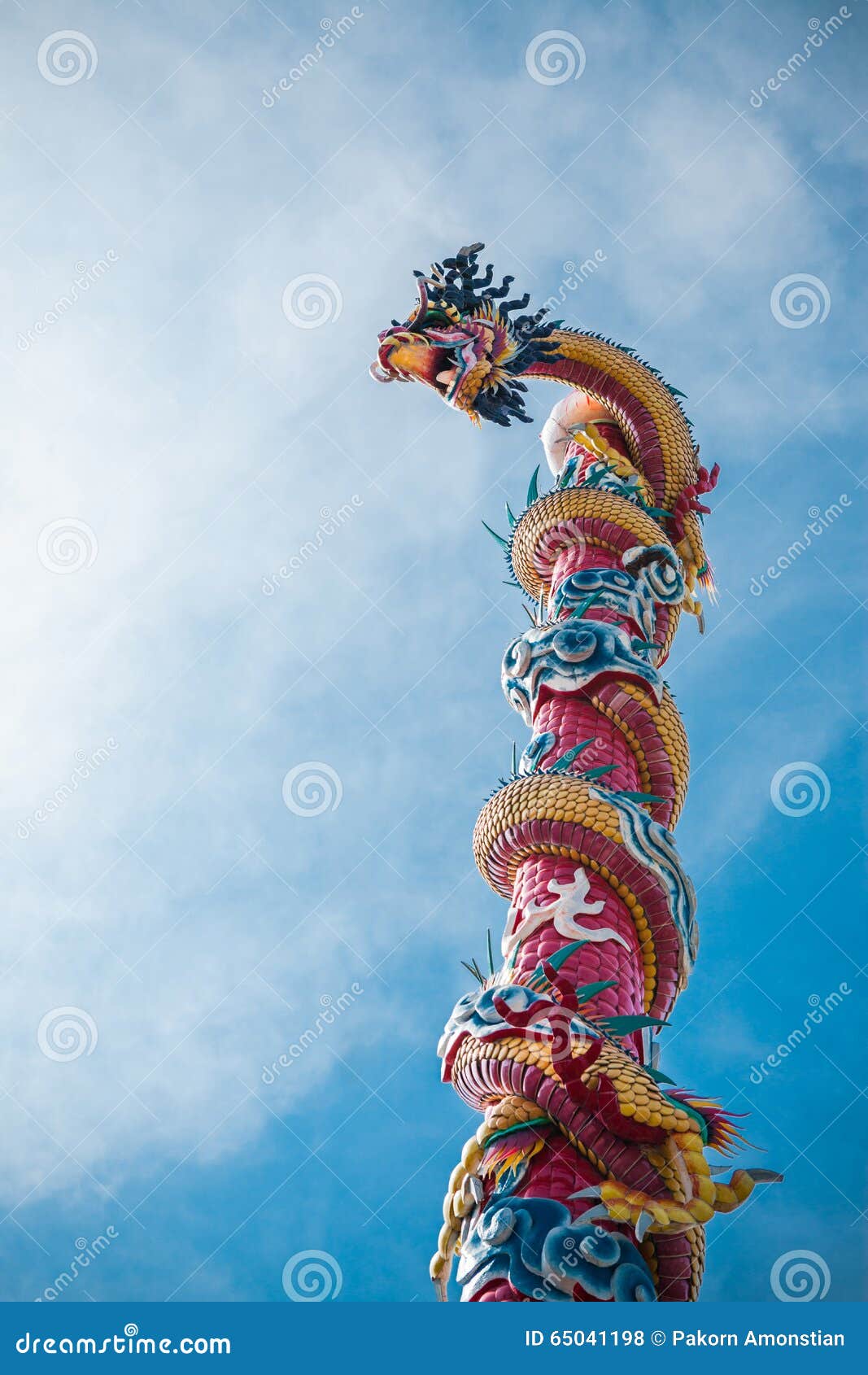 Dragon pole in blue sky stock photo. Image of pole, culture - 65041198
