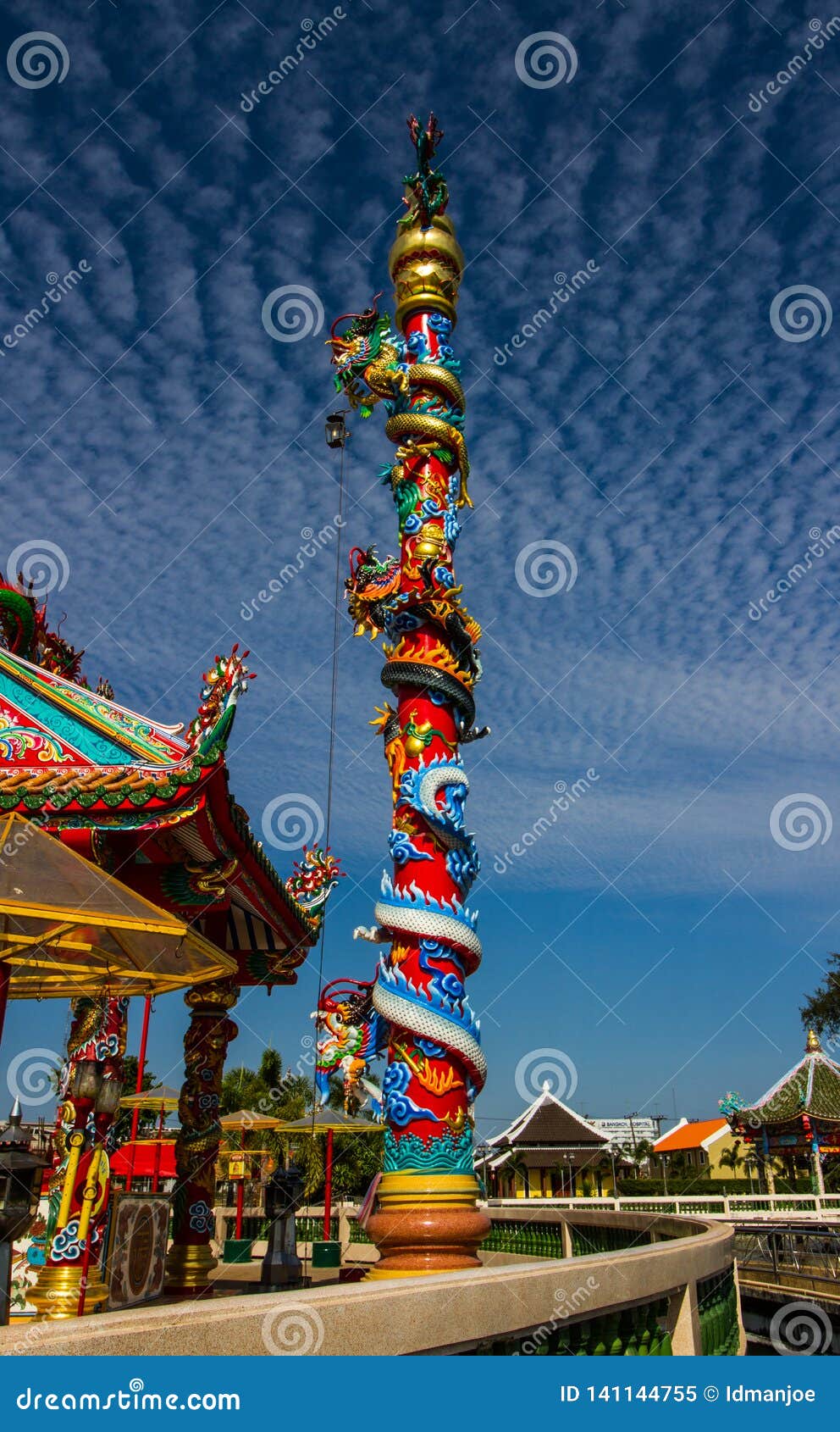 Dragon pole stock image. Image of colored, lamp, east - 141144755
