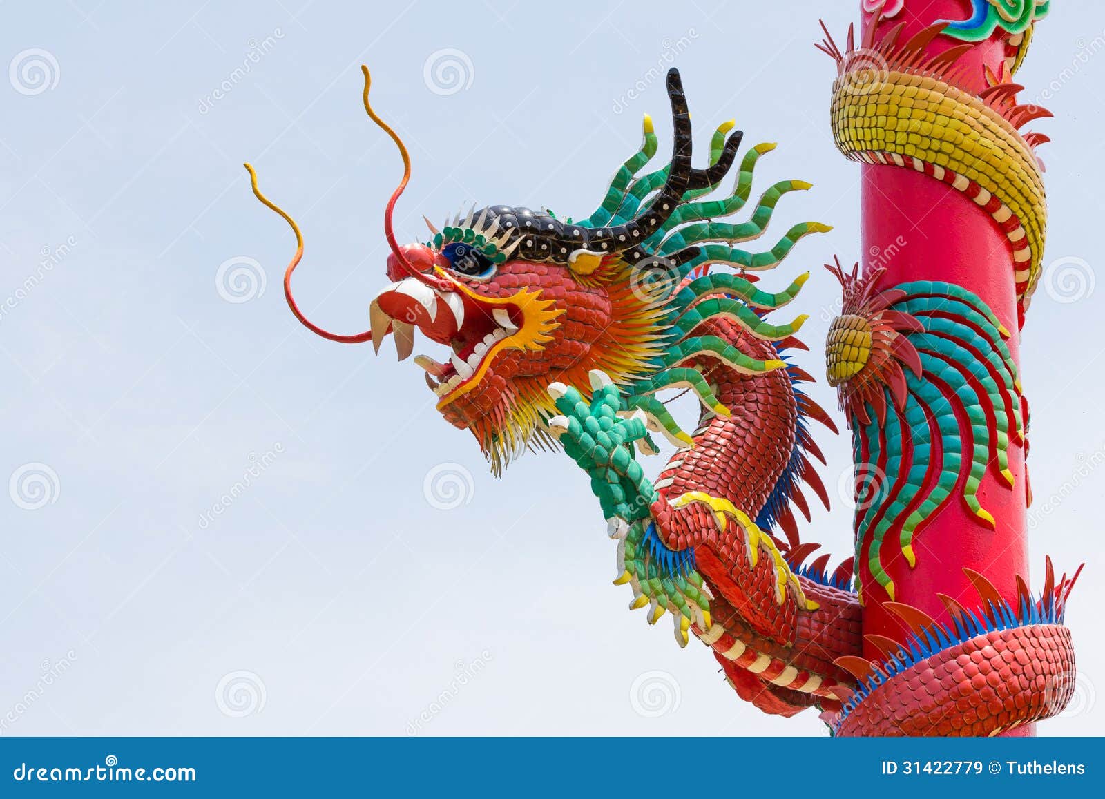 Dragon pole stock image. Image of asian, tradition, fengshui - 31422779