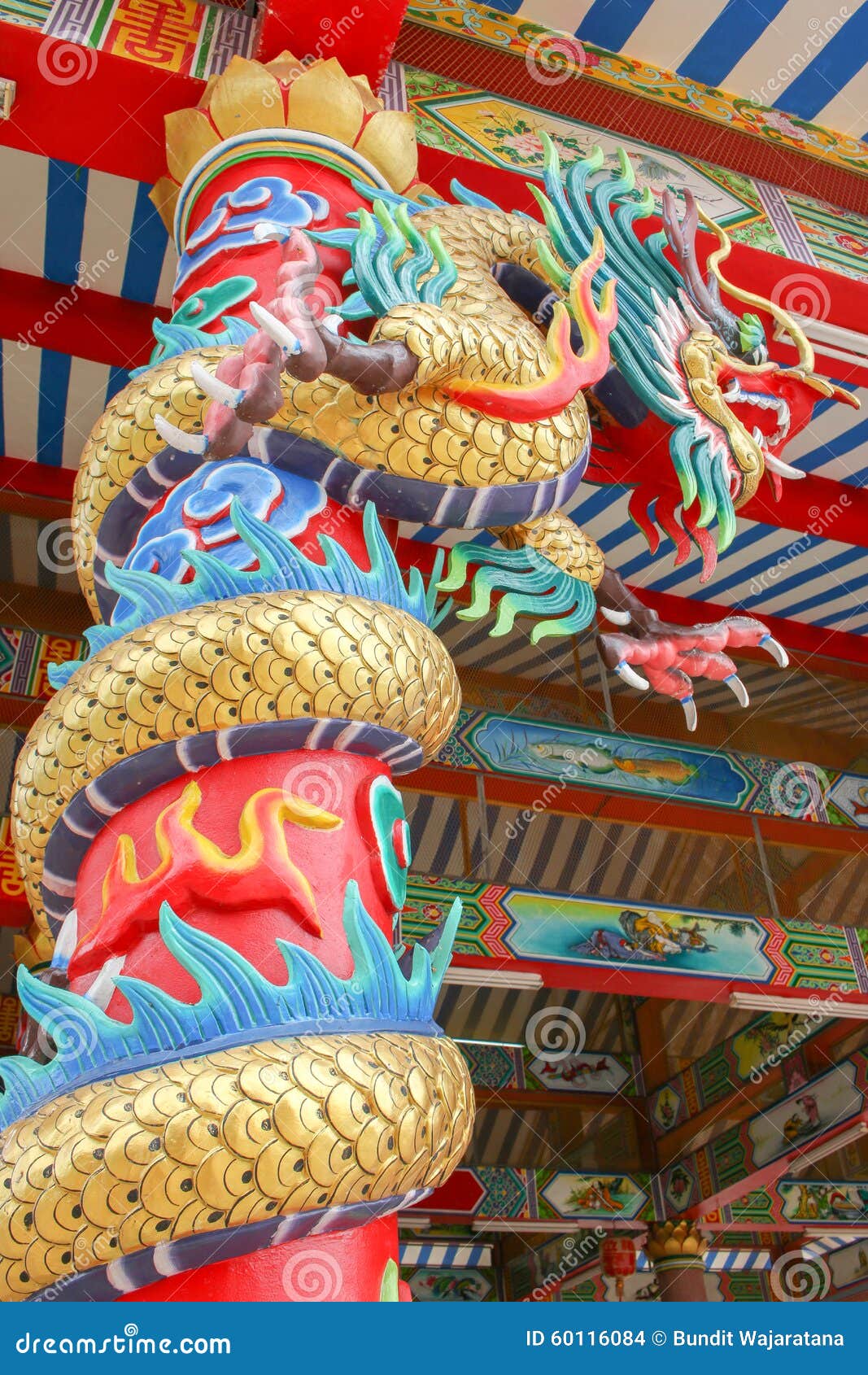 Dragon pole indoor stock photo. Image of architecture - 60116084