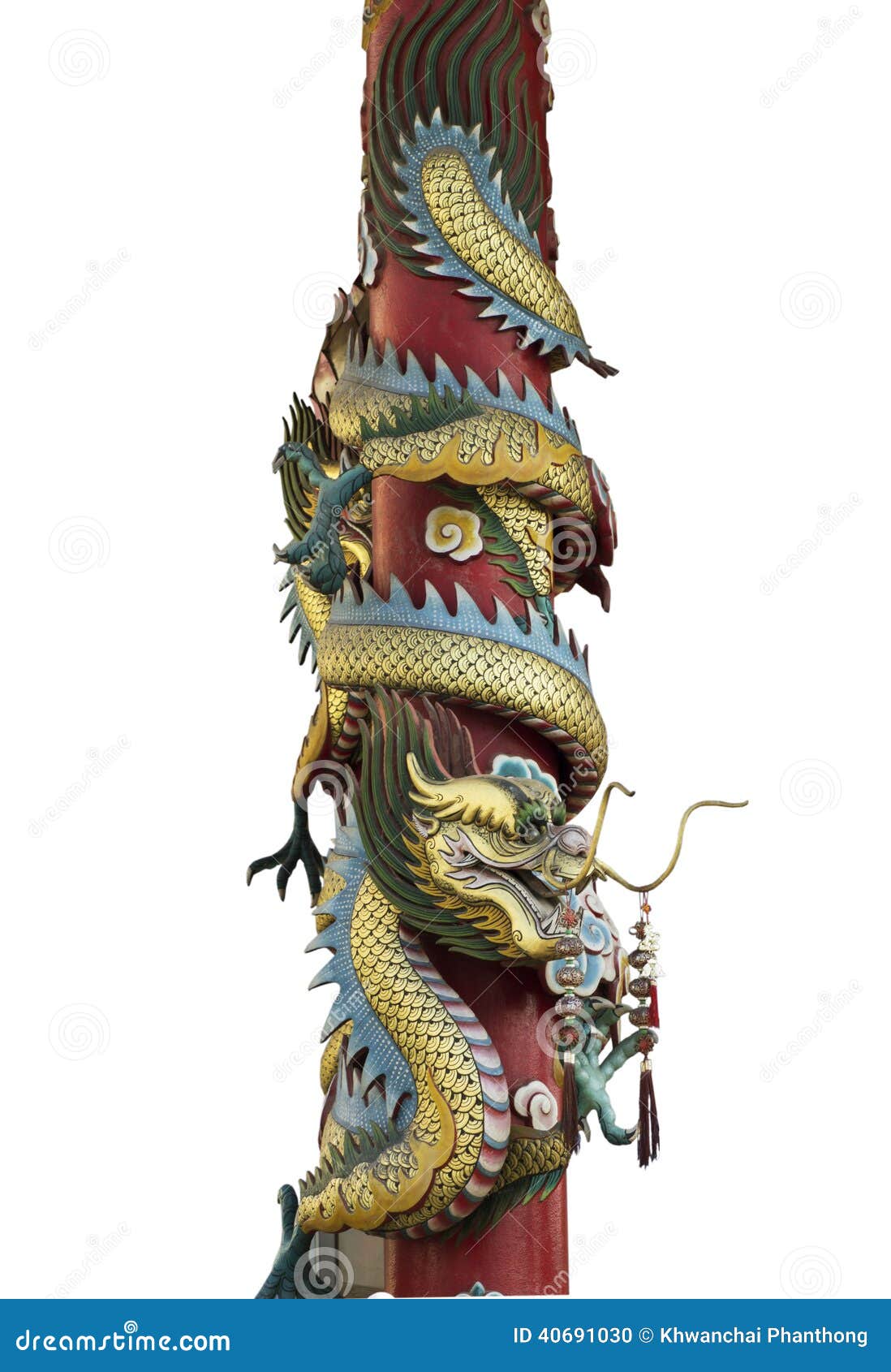 Dragon on pole stock photo. Image of gold, luck, architecture - 40691030