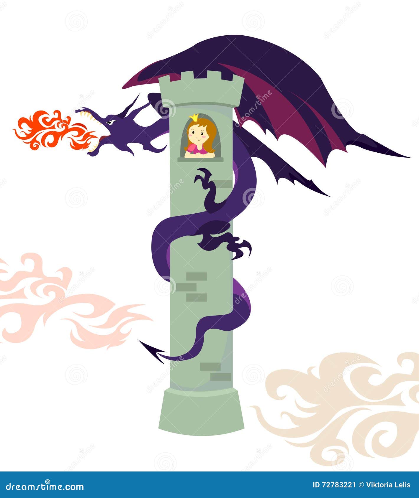 A Dragon and the Princess in the Tower Stock Vector - Illustration of ...