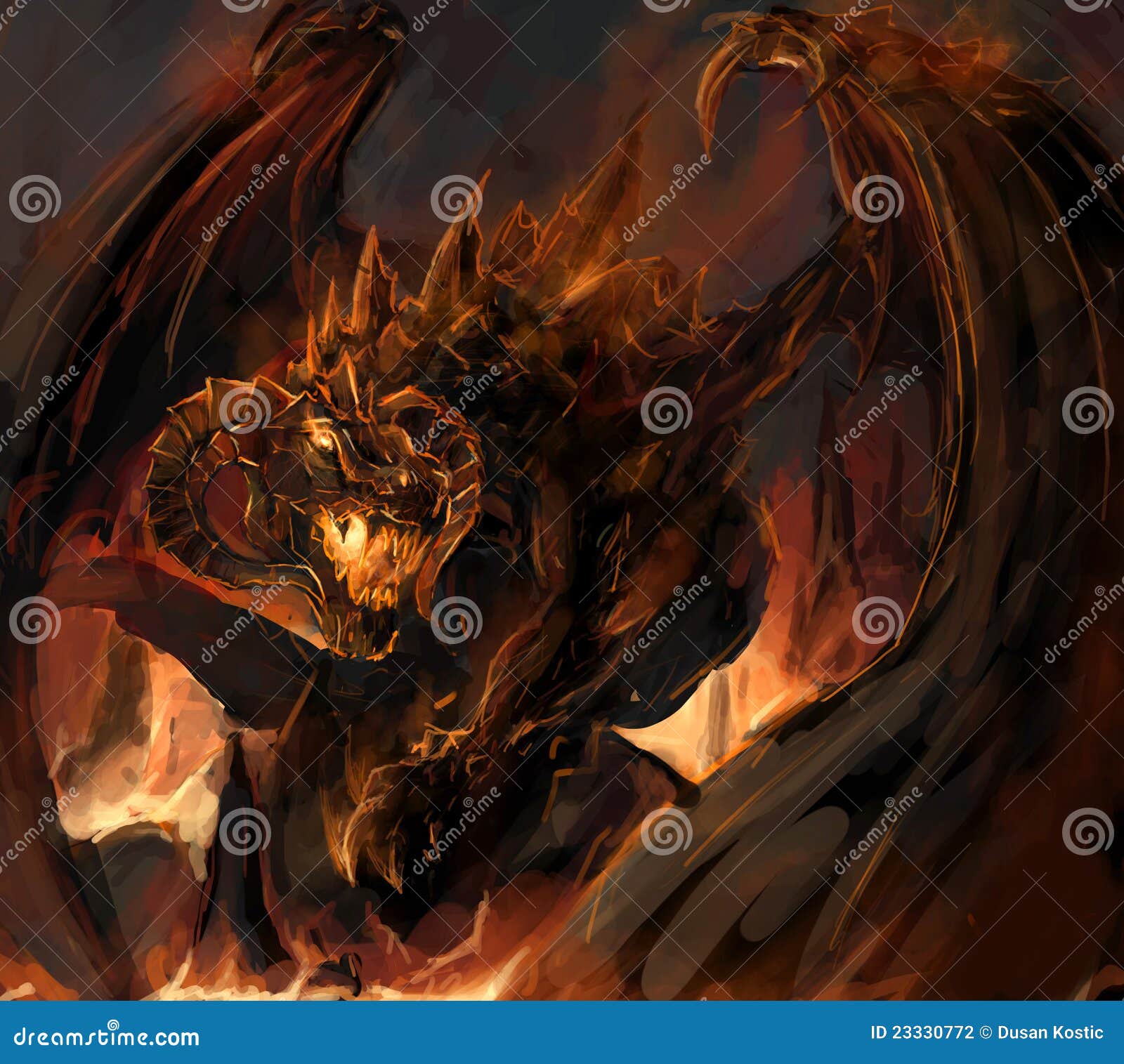 Dragon Rage Side View Silhouette Vector Illustration | CartoonDealer ...