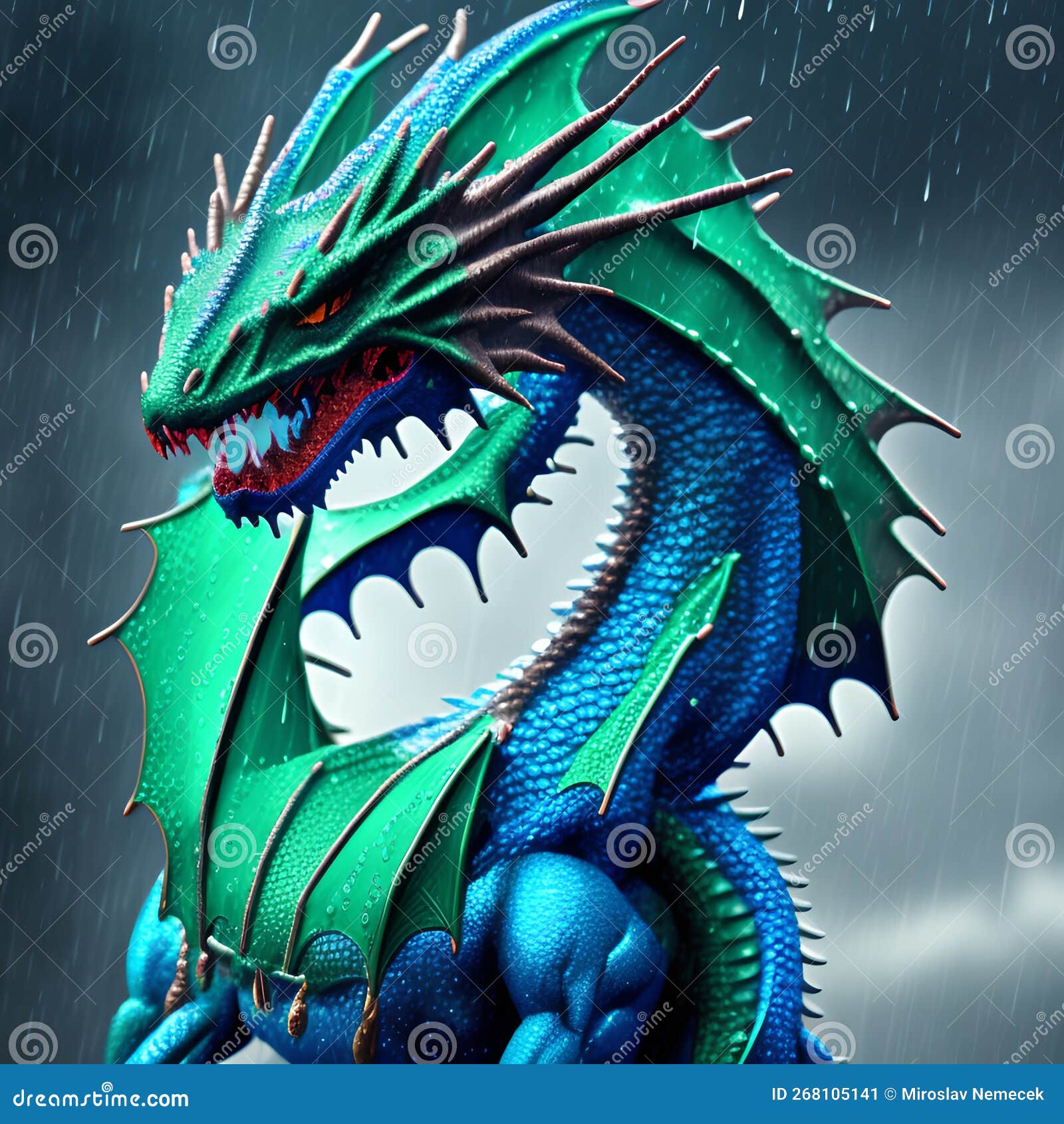Dragon of Rain, Generative AI Illustration Stock Illustration ...