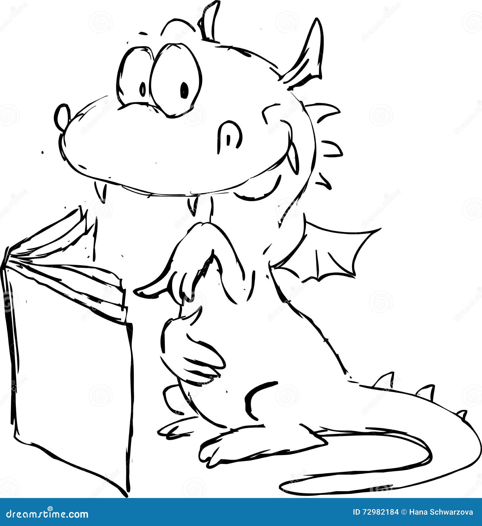 Dragon Reading in Book Cartoon - Vector Stock Vector - Illustration of ...