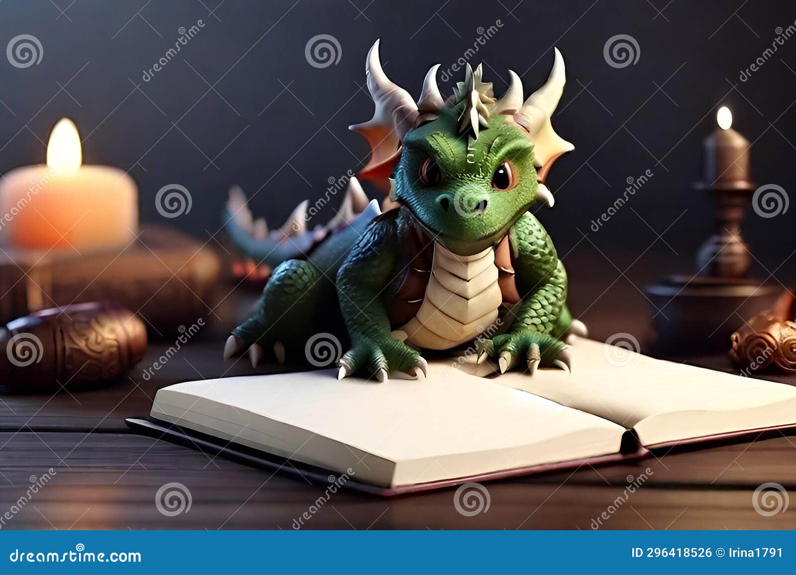 The Dragon is Reading a Book Stock Illustration - Illustration of ...
