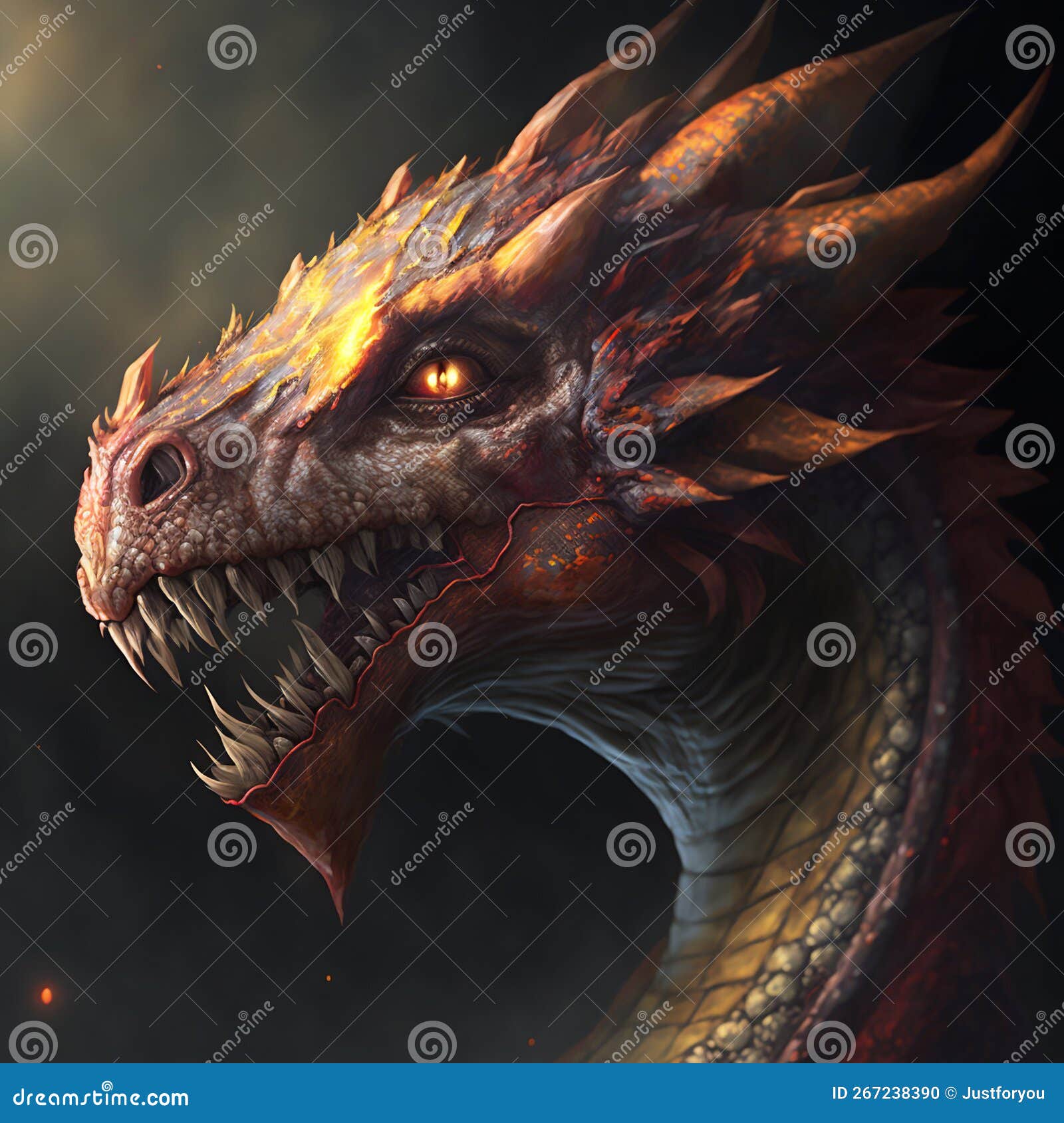 Dragon Reptile Burning Fire. Generative AI Stock Illustration ...