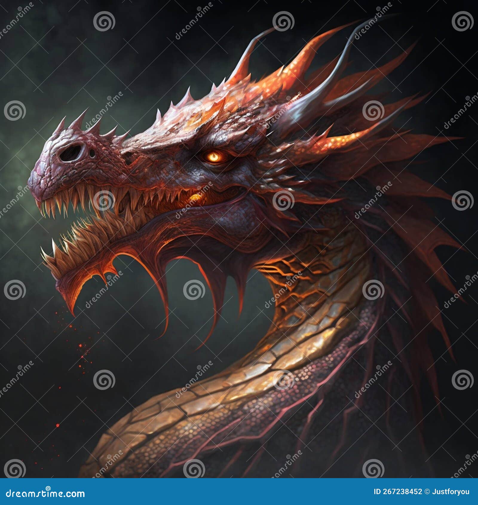 Dragon Reptile Burning Fire. Generative AI Stock Illustration ...