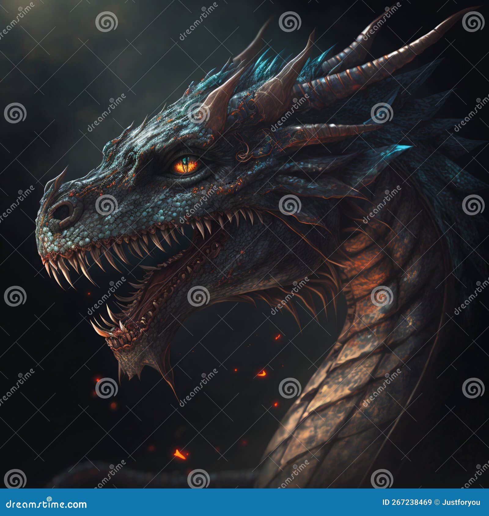 Dragon Reptile Burning Fire. Generative AI Stock Illustration ...