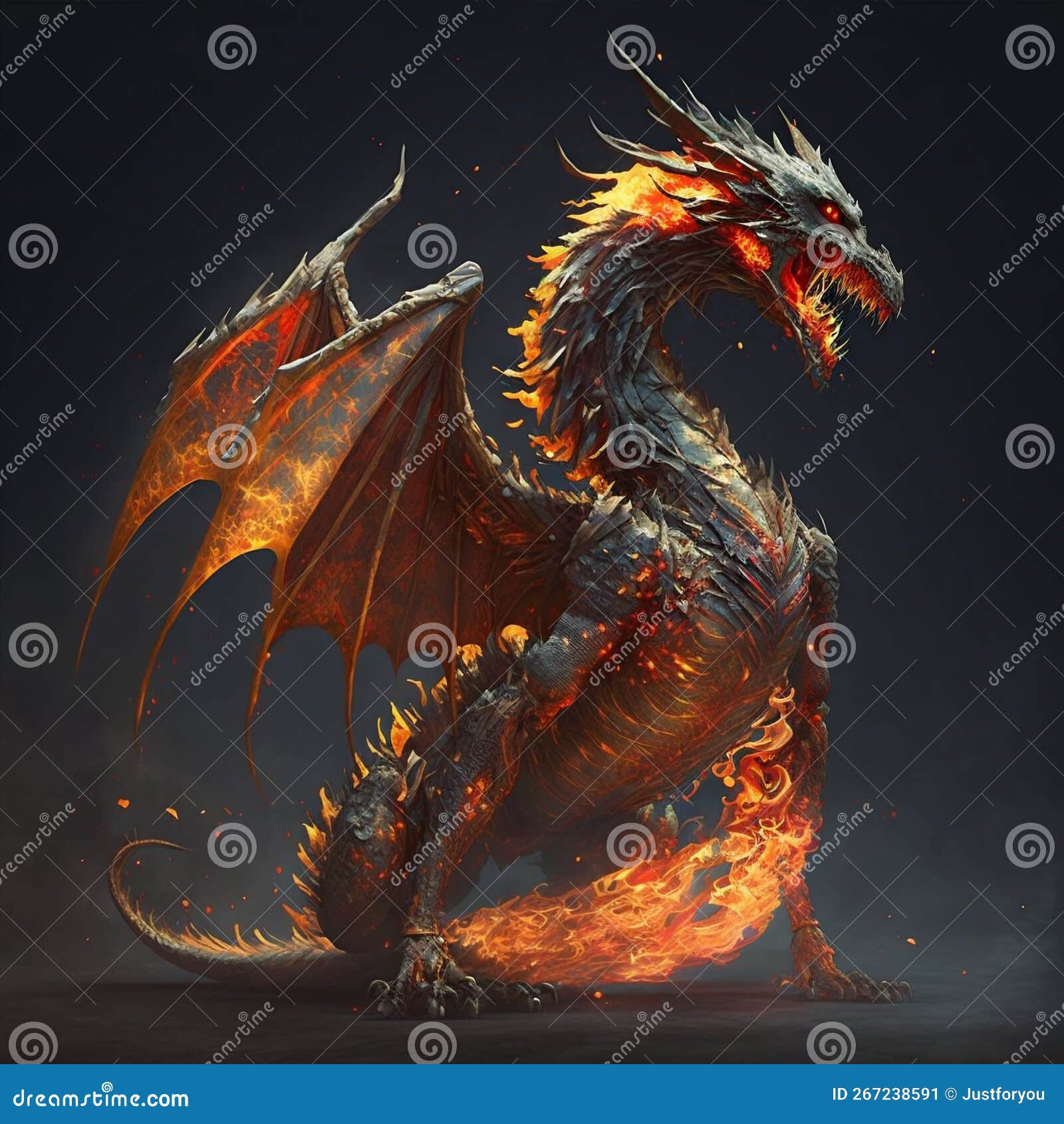 Dragon Reptile Burning Fire. Generative AI Stock Illustration ...