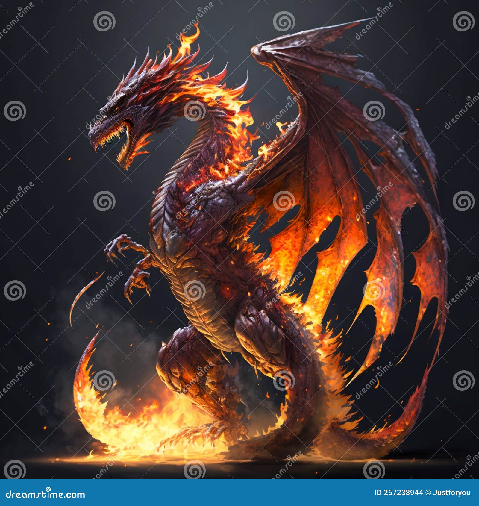 Dragon Reptile Burning Fire. Generative AI Stock Illustration ...