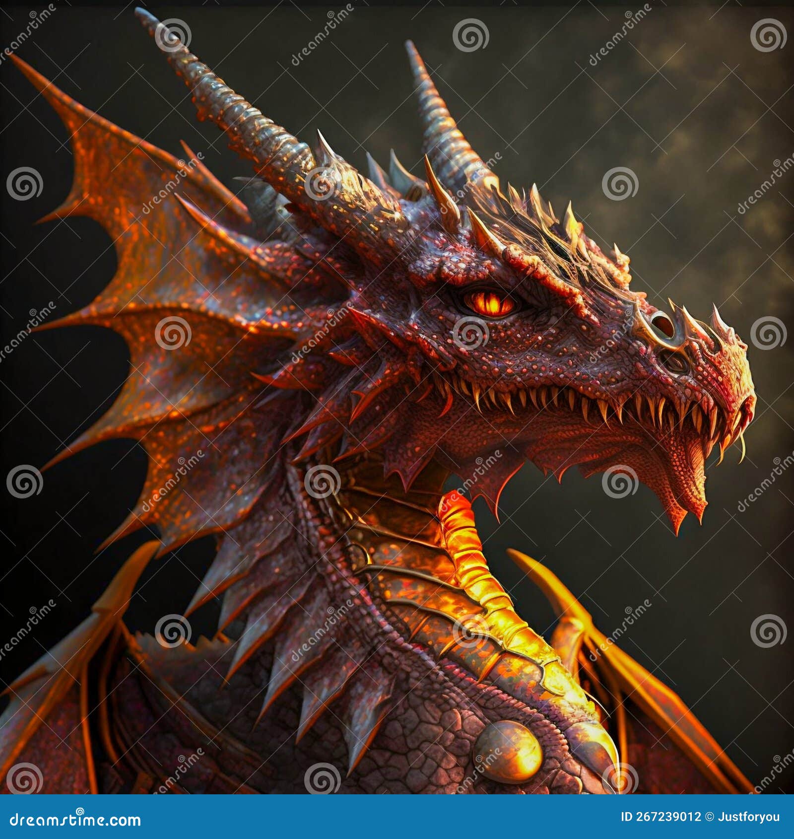 Dragon Reptile Burning Fire. Generative AI Stock Illustration ...