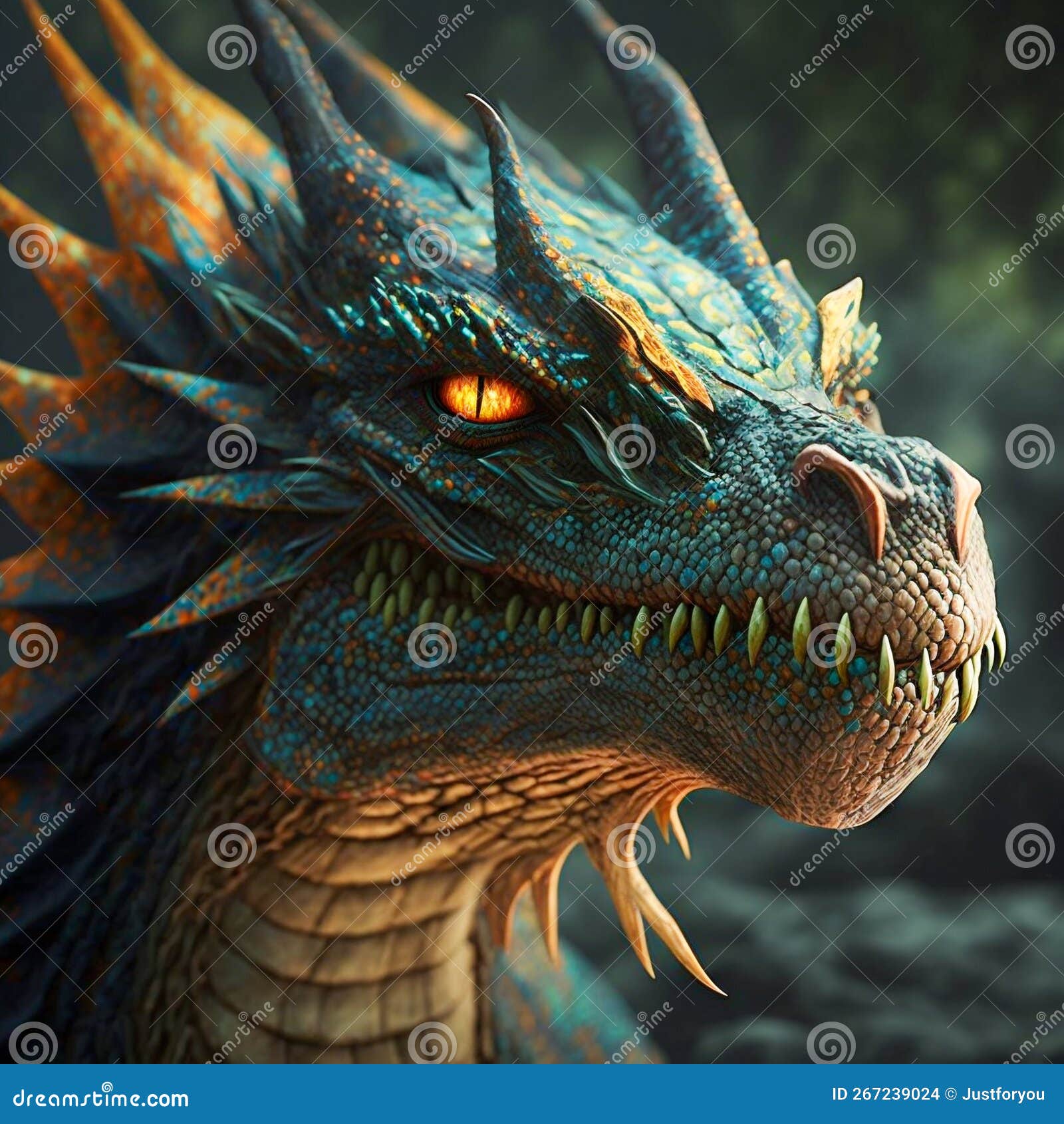 Dragon Reptile Burning Fire. Generative AI Stock Illustration ...
