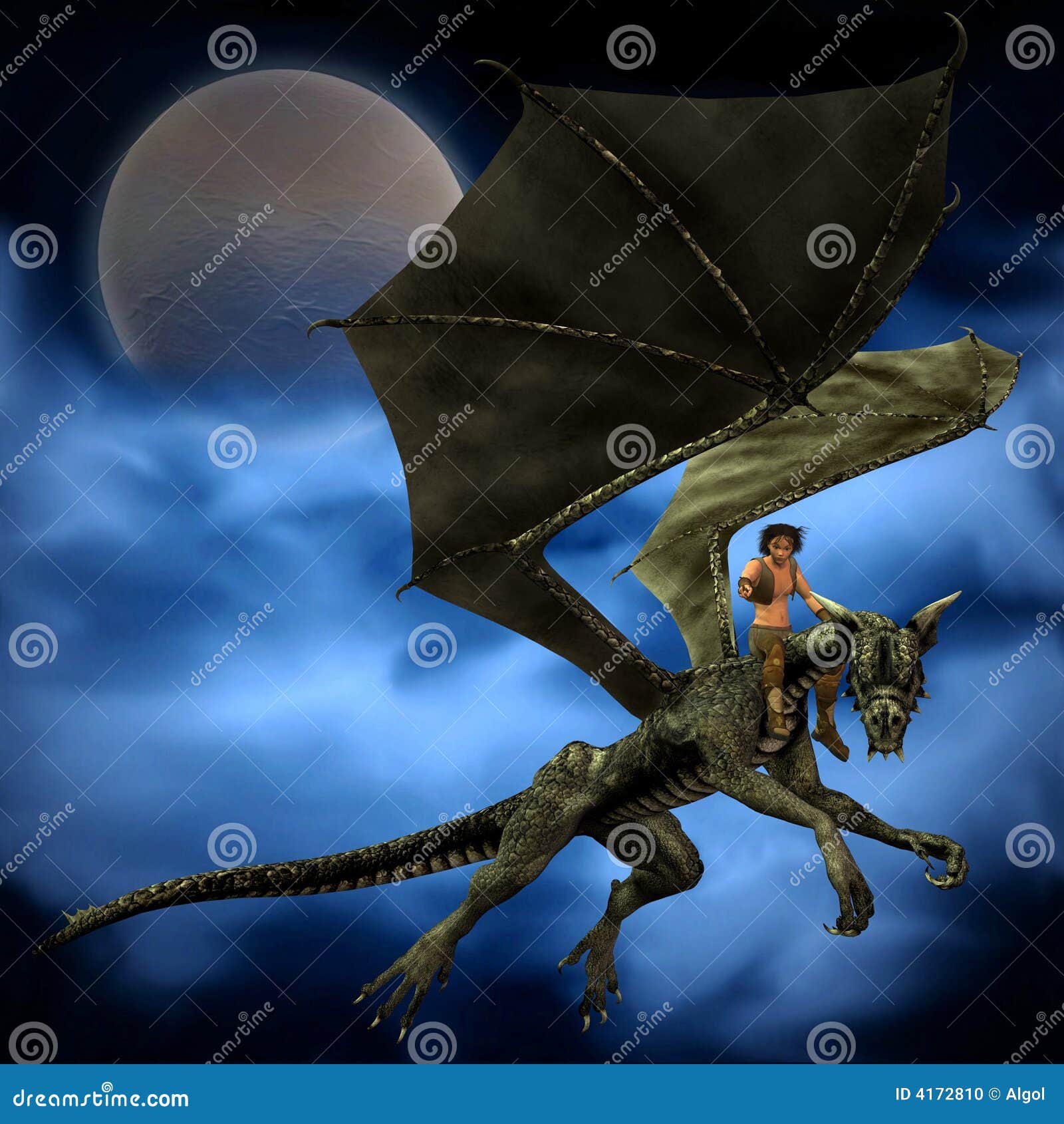 Dragon Rider with Background - 1 Stock Illustration - Illustration of ...