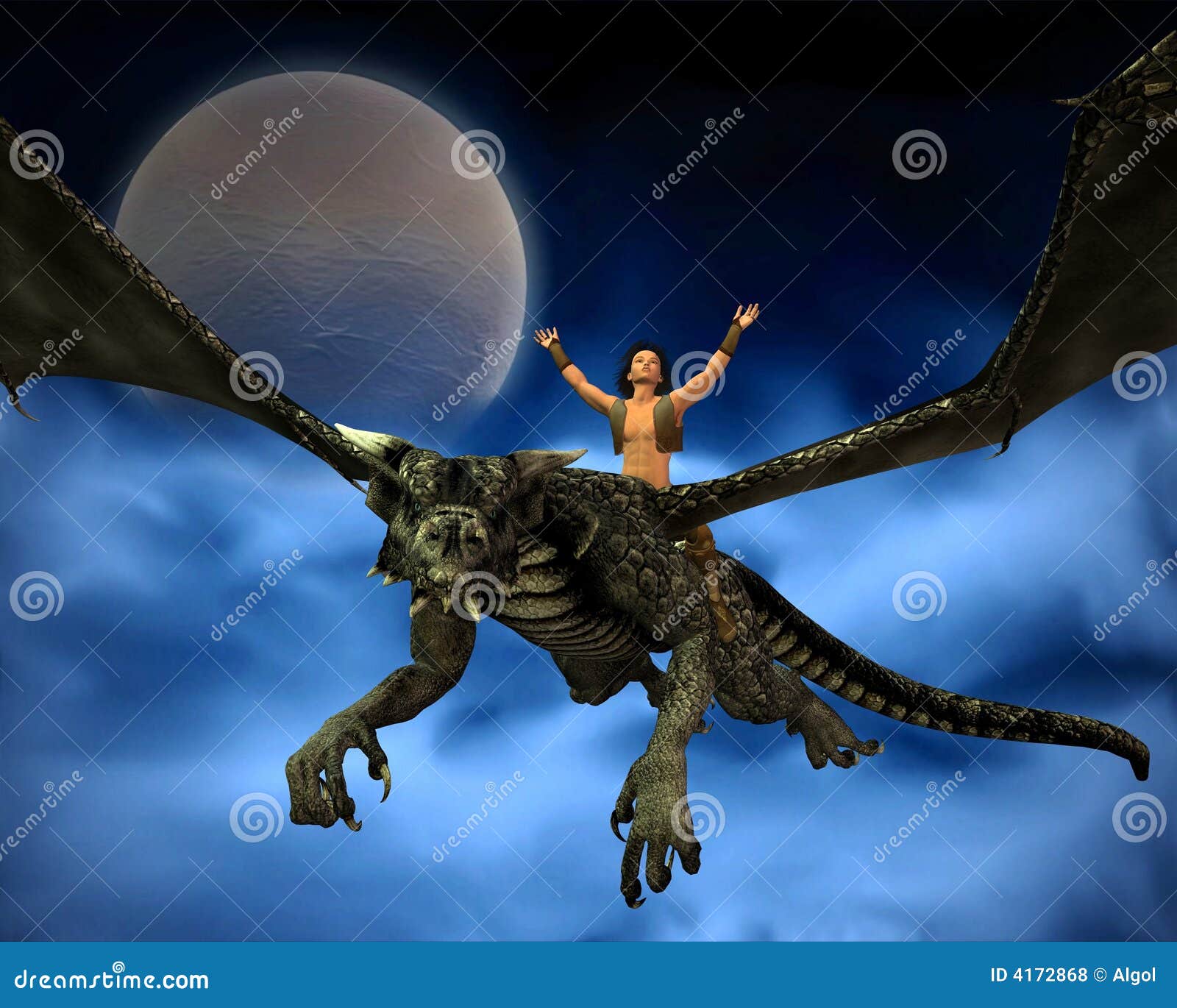 Dragon Rider with Background - 2 Stock Illustration - Illustration of ...