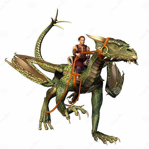 Dragon and rider running stock illustration. Illustration of wings ...