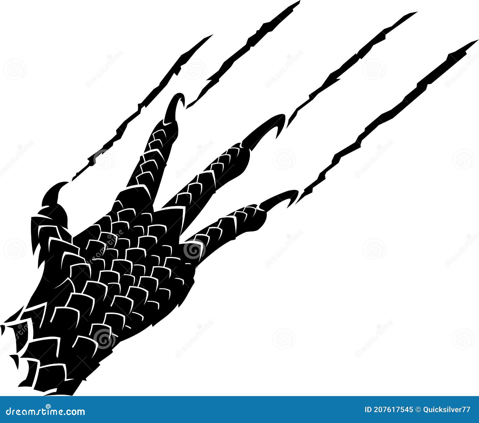 Dragon Rip Claw Design Silhouette, Front View Stock Vector ...