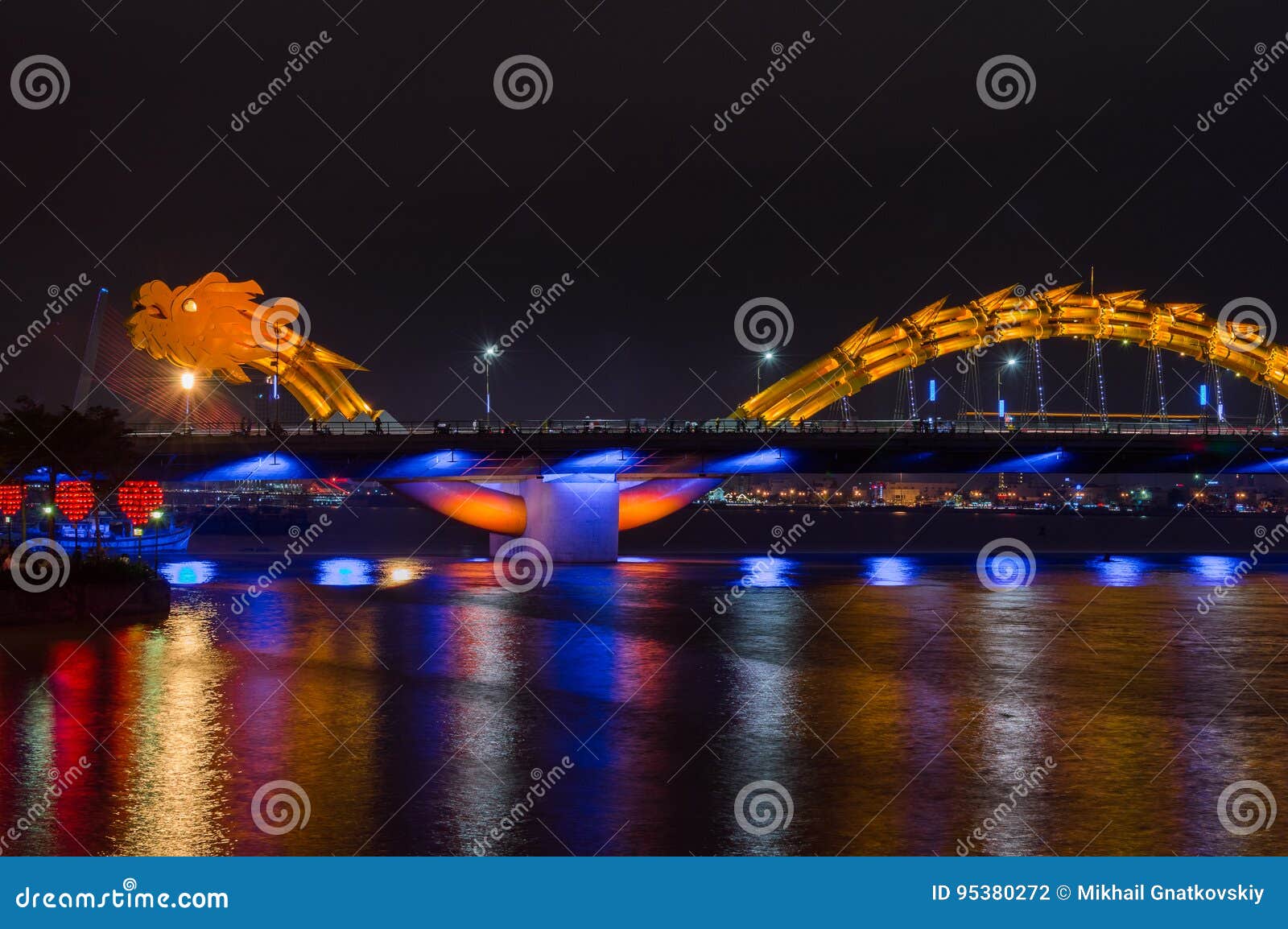 Dragon River Bridge stock photo. Image of design, blue - 95380272