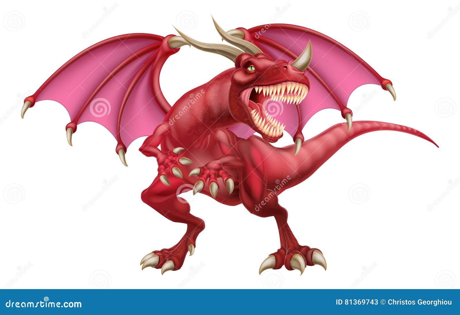 Dragon rouge illustration de vecteur. Illustration du lézard - 81369743