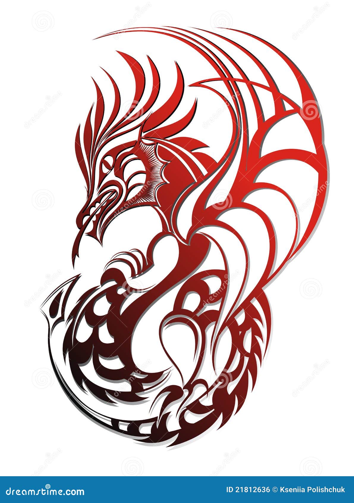 Dragon Rouge. Conception De Tatouage Illustration de Vecteur ...