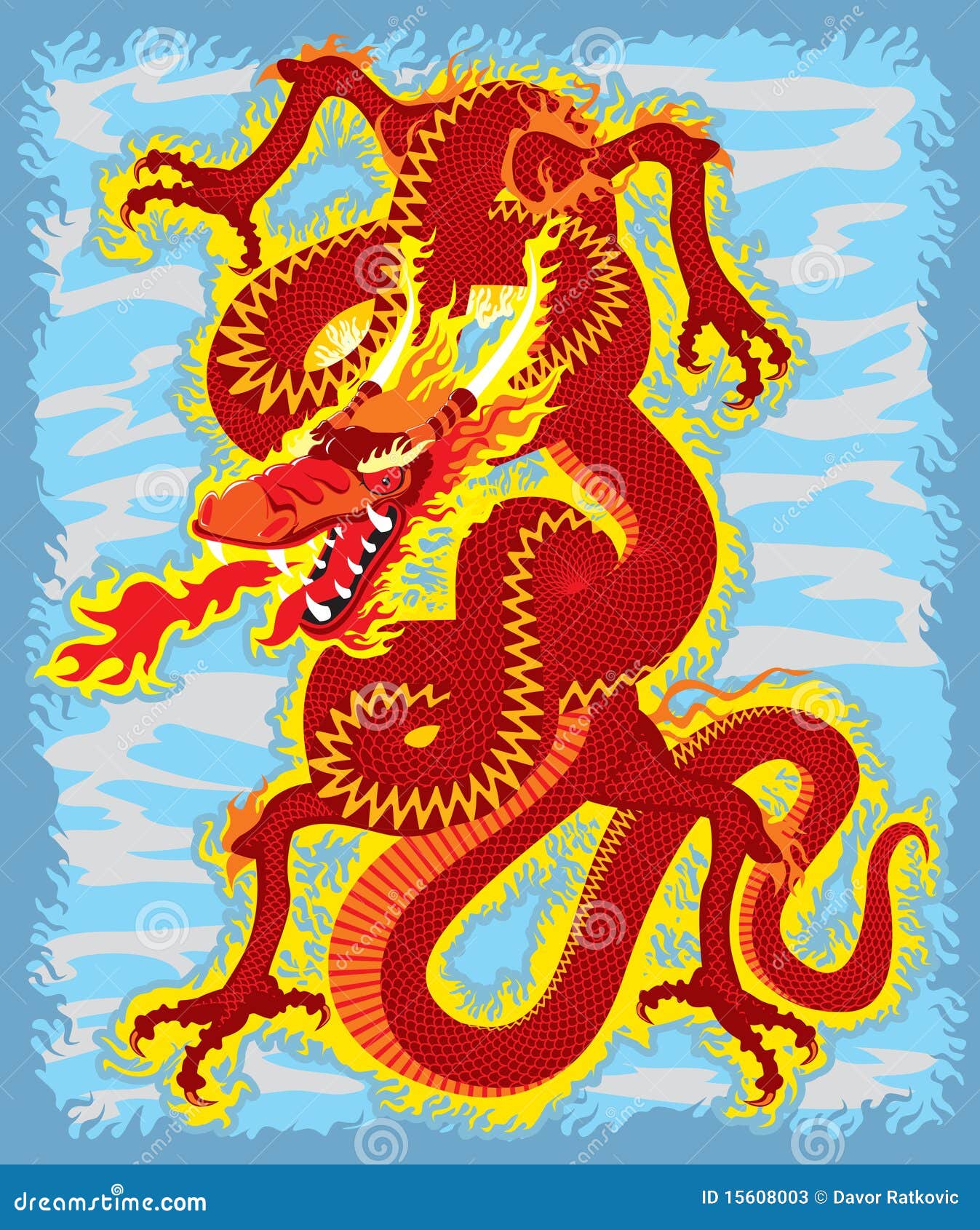 Dragon scene stock vector. Illustration of pattern, evil - 15608003