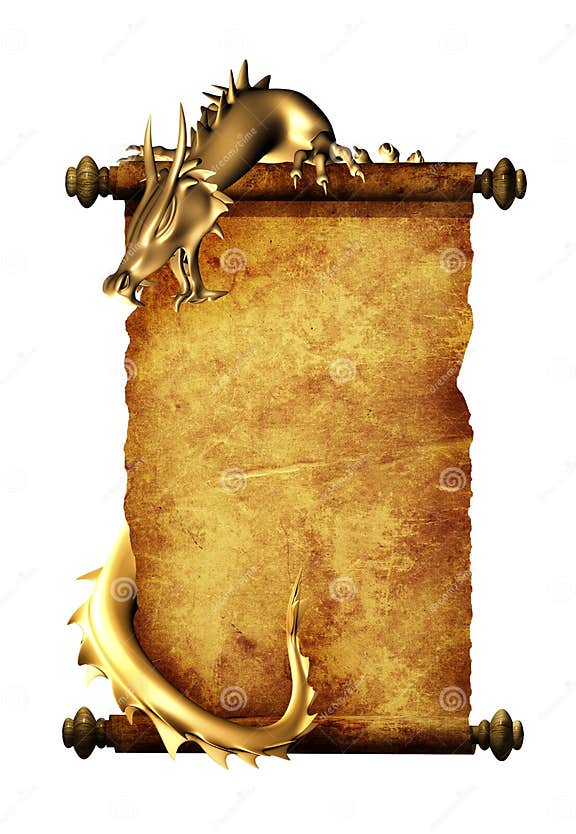 Dragon and Scroll of Old Parchment Stock Illustration - Illustration of ...