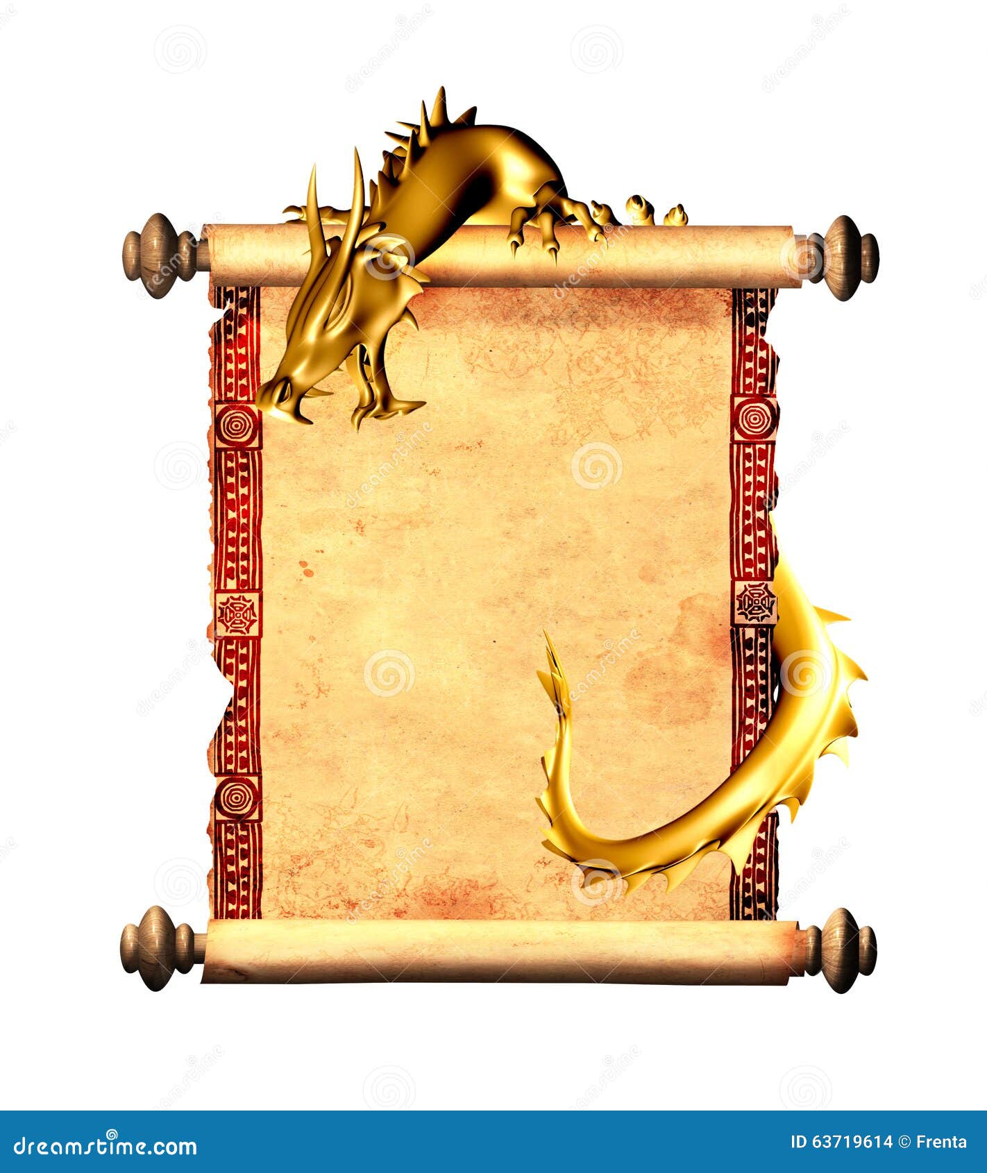Dragon And Scroll Of Old Parchment Stock Illustration - Image: 63719614
