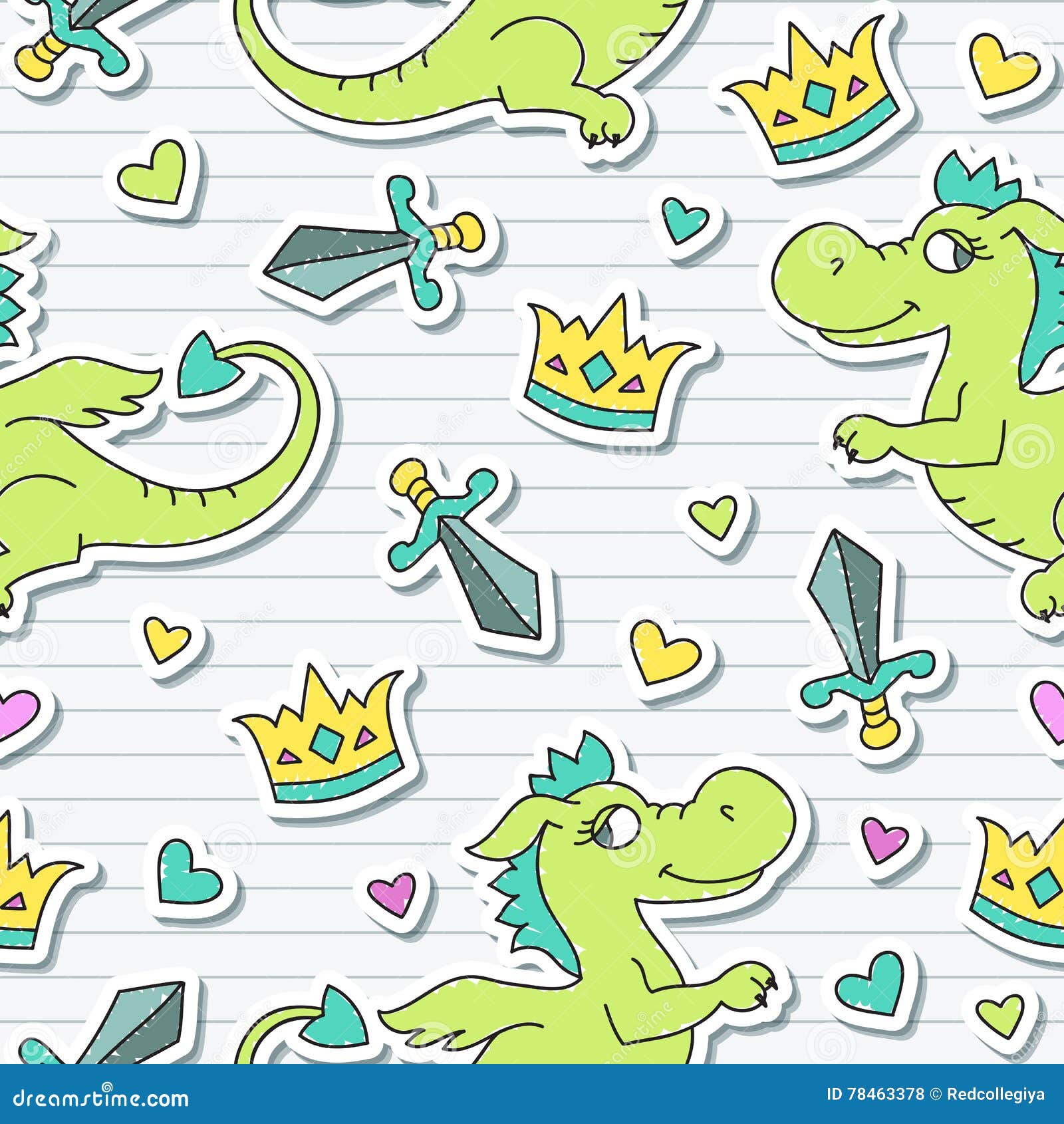 Dragon seamless pattern stock vector. Illustration of circle - 78463378