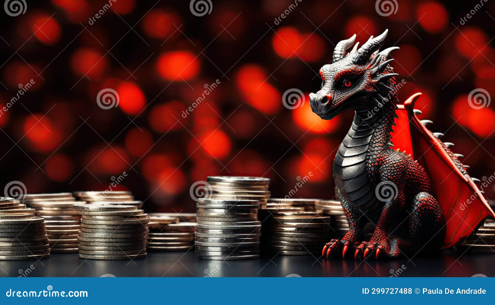 Dragon with Several Gold Coins Stock Illustration - Illustration of ...
