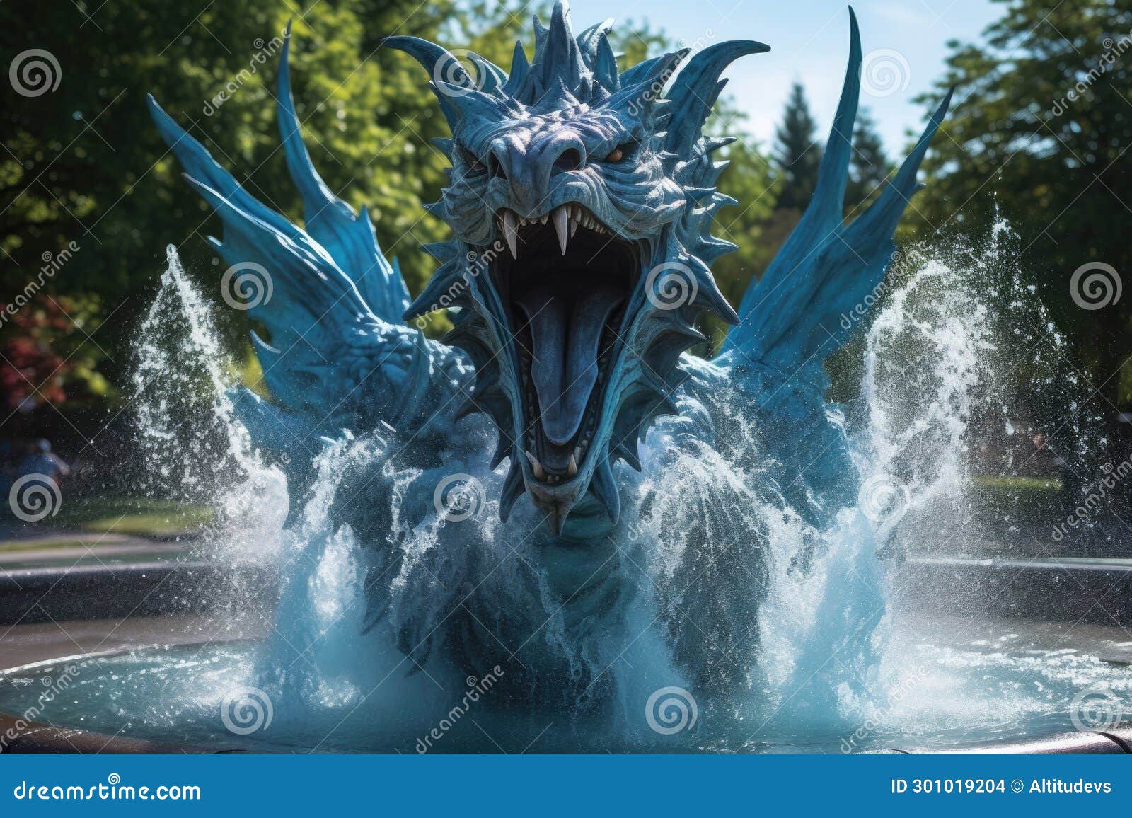 A Dragon-shaped Water Splash Rising from a Water Fountain Stock Photo ...