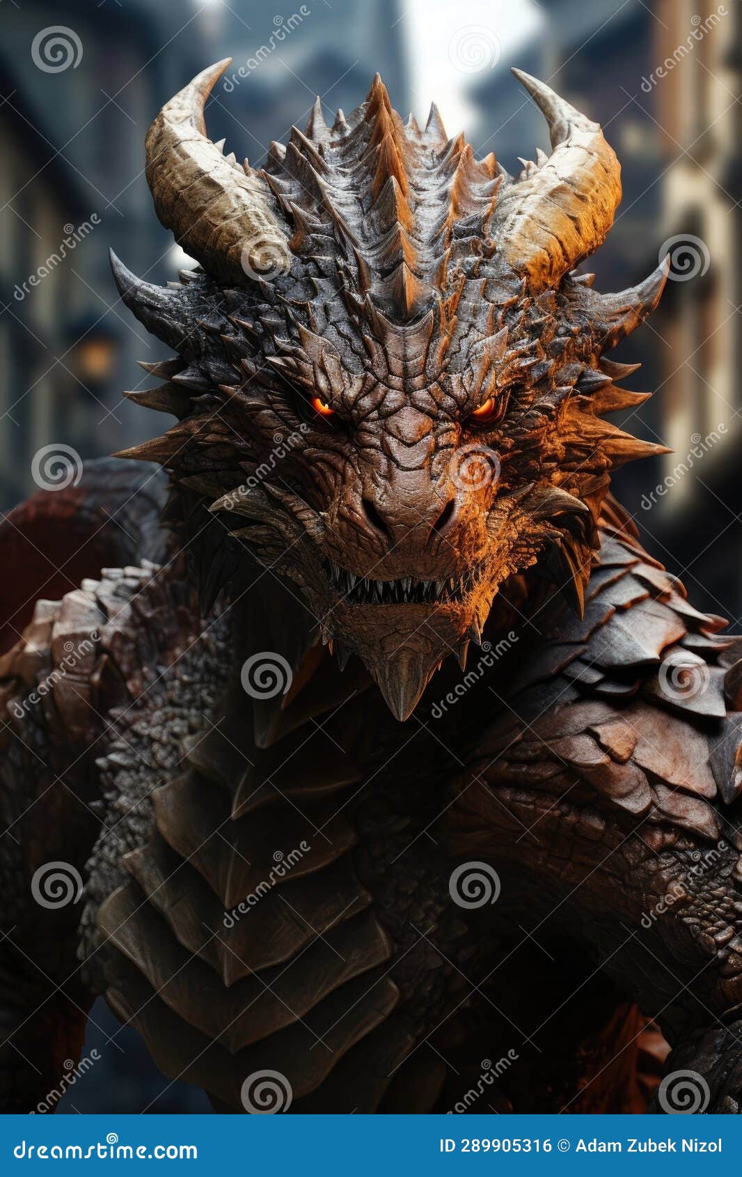 A Dragon with Sharp Horns and Red Eyes Stock Illustration ...