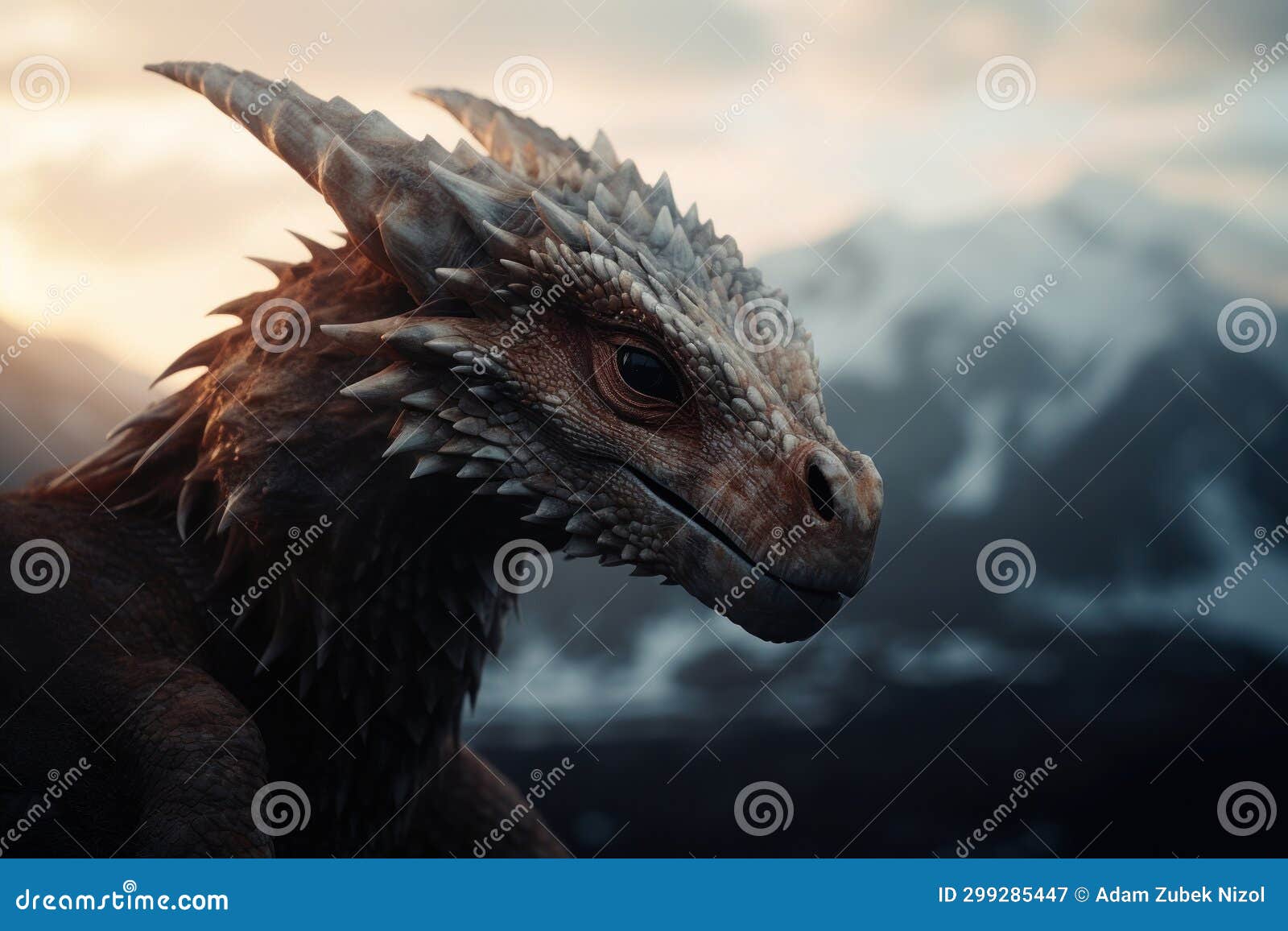 A Dragon with Sharp Pointed Horns Stock Illustration - Illustration of ...
