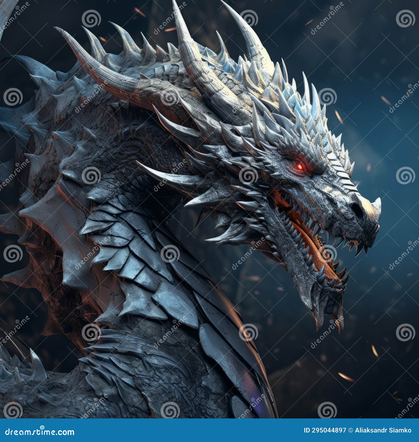 A dragon with sharp spikes stock image. Image of dragon - 295044897