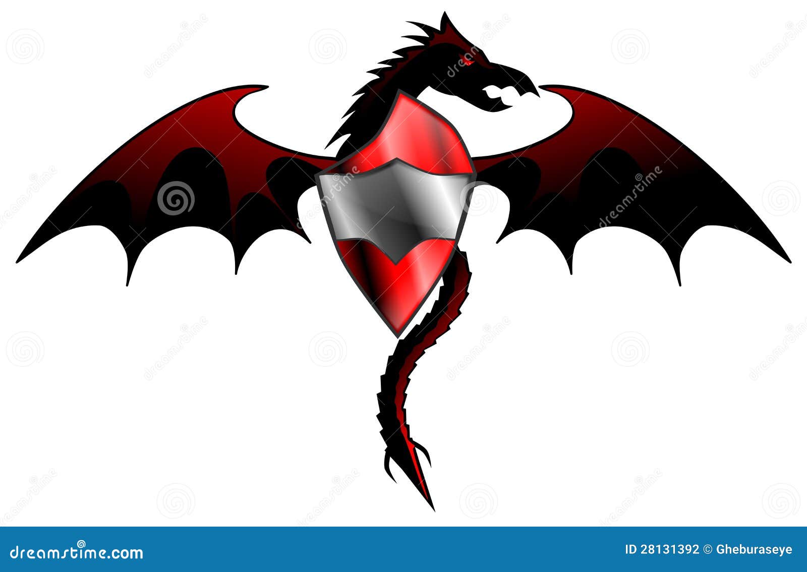 Dragon with shield stock photo. Illustration of isolated - 28131392