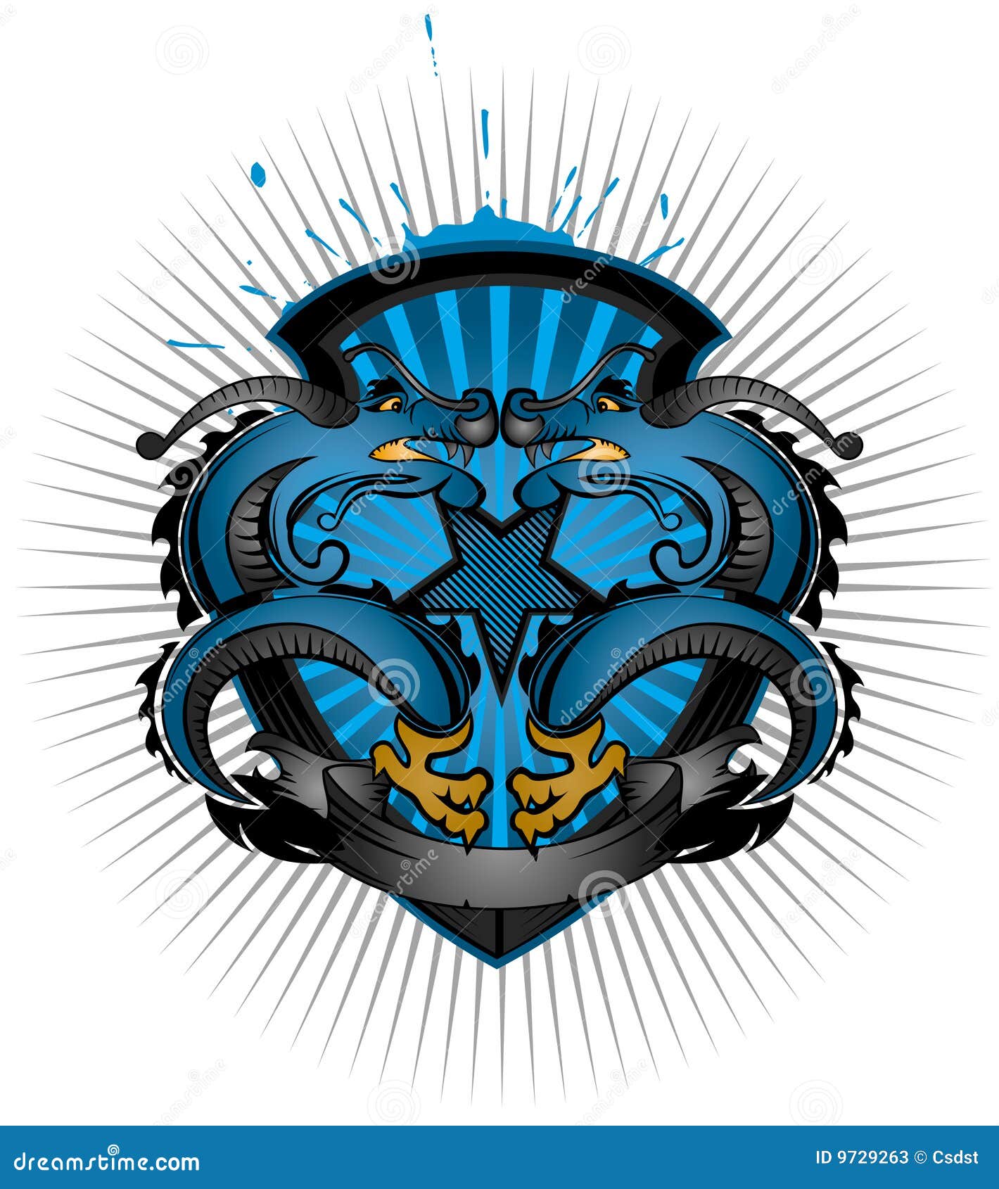 Dragon shield stock vector. Illustration of background - 9729263