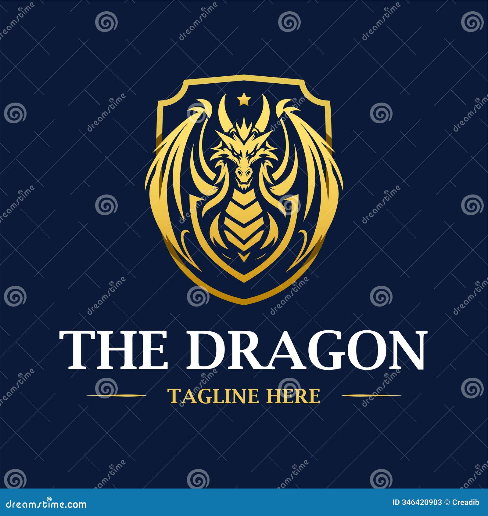 Dragon Shield Logo Design Concept Template Stock Vector - Illustration ...